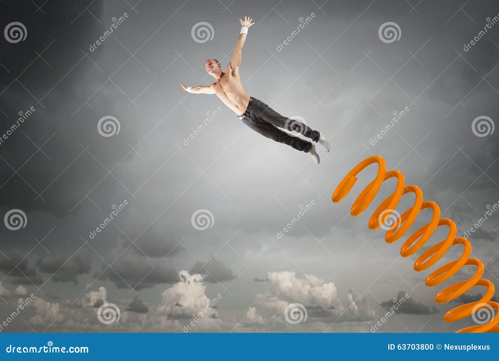 Man jump on springboard stock photo. Image of metallic - 63703800