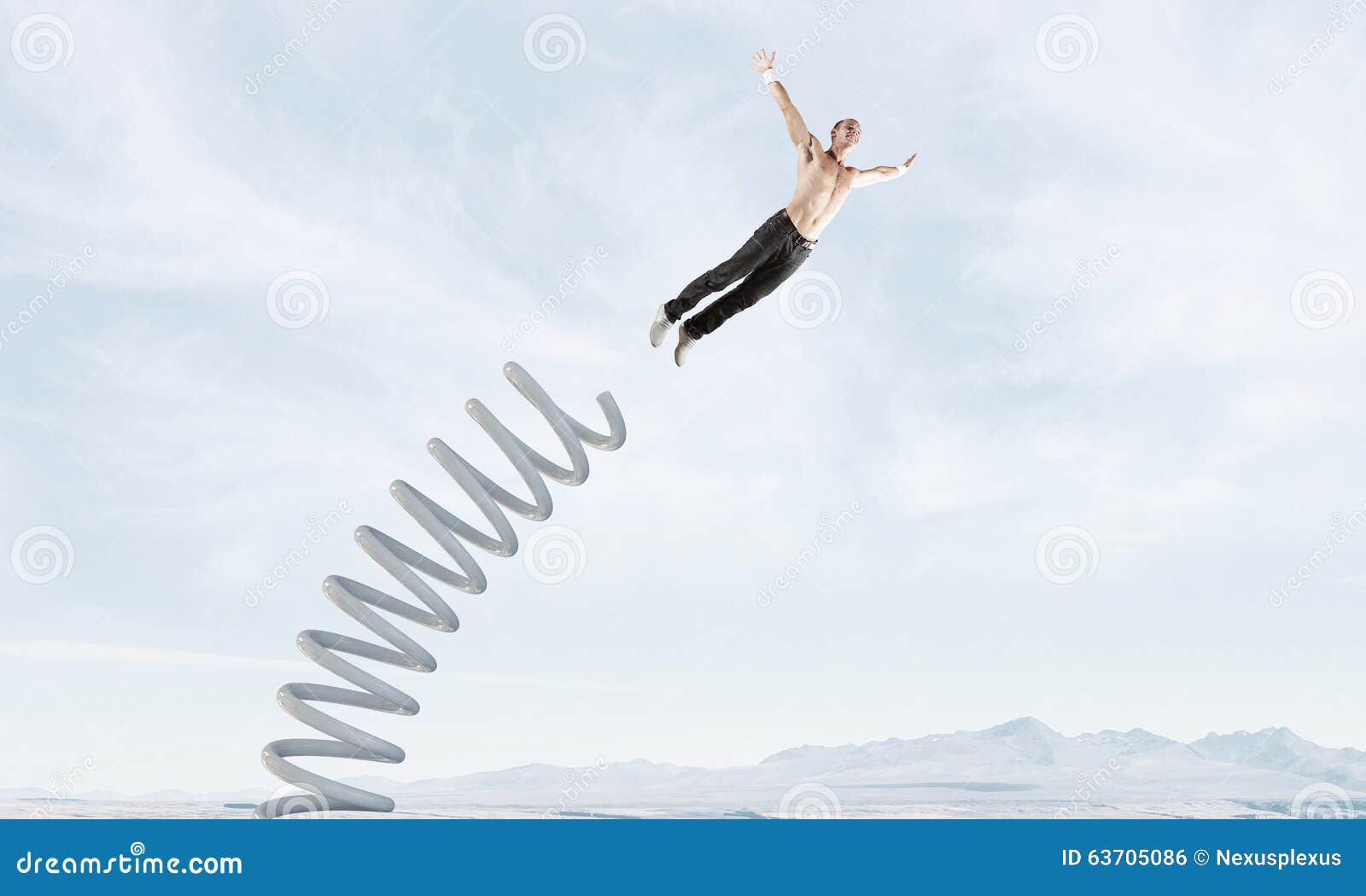 Man jump on springboard stock photo. Image of metallic - 63705086
