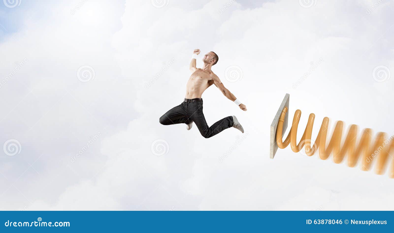 Man jump on springboard stock photo. Image of human, effective - 63878046