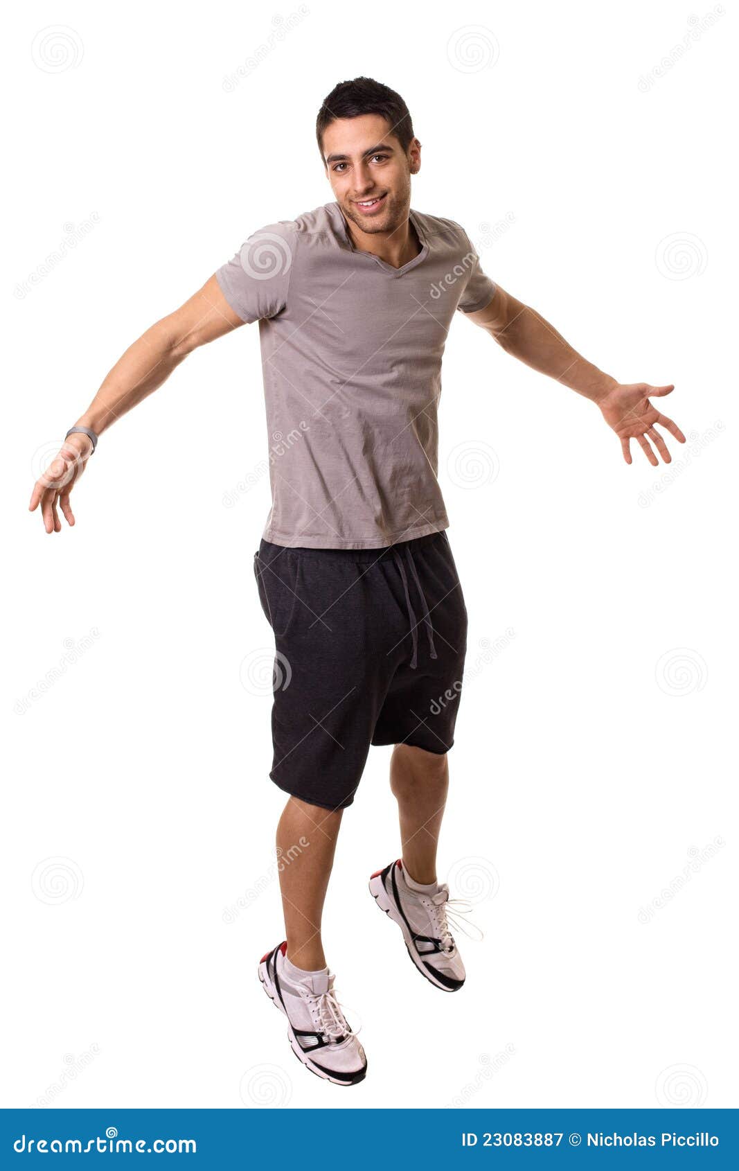 Man Jumping stock image. Image of unshaven, shorts, attractive - 23083887