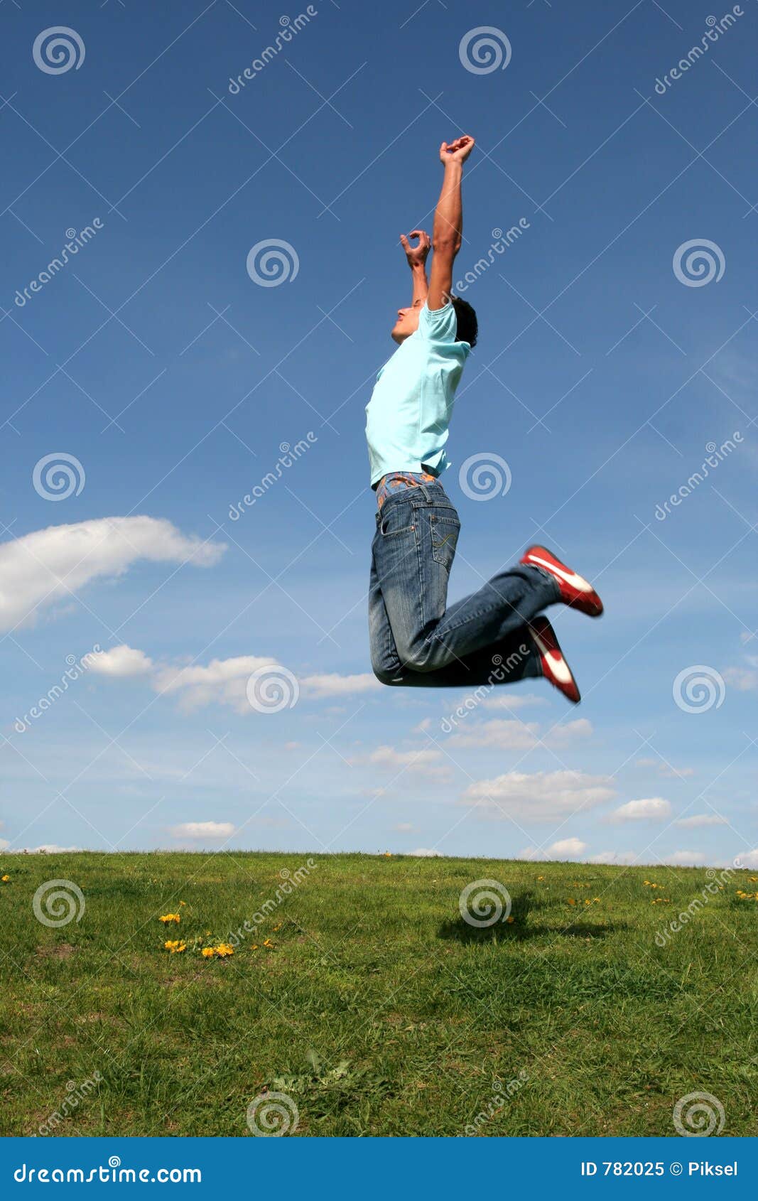 Man jumping stock image. Image of joyful, leaping, cloudy - 782025