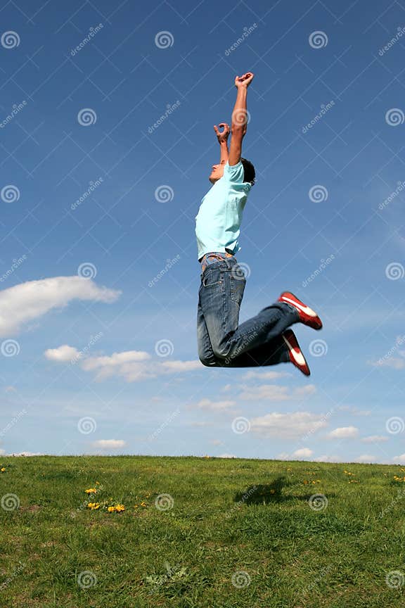 Man jumping stock image. Image of joyful, leaping, cloudy - 782025