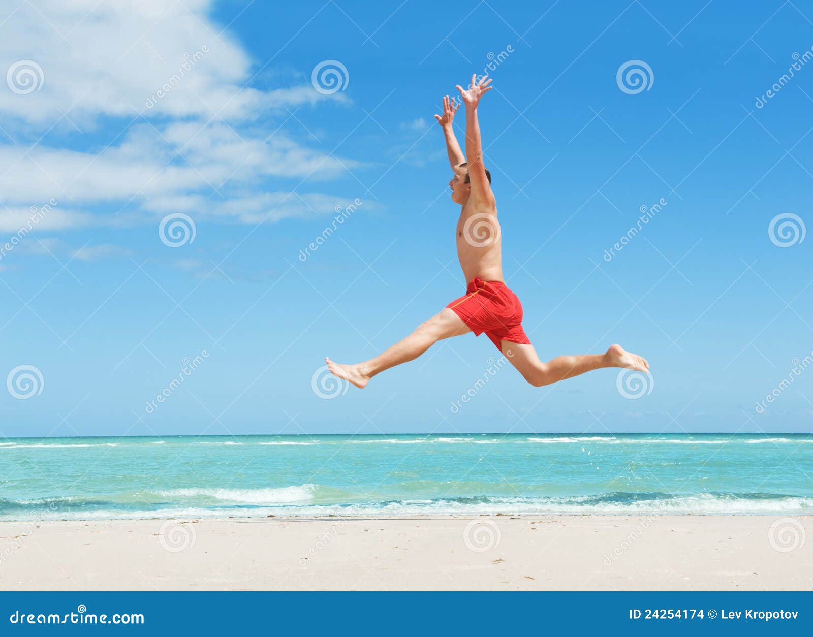 Man jumping on the beach stock photo. Image of jump, active - 24254174