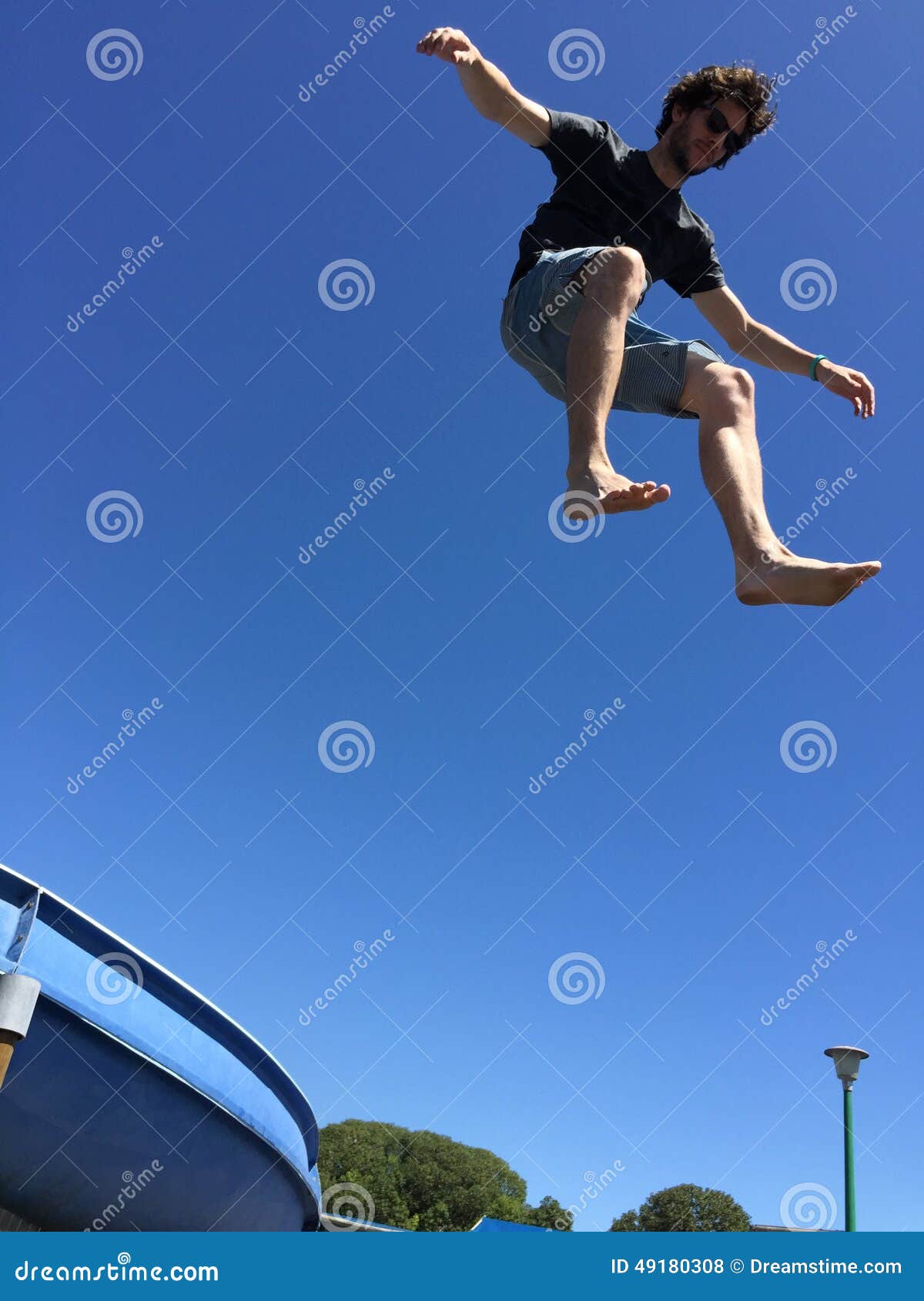 Man jumping editorial stock photo. Image of jumping, blue - 49180308