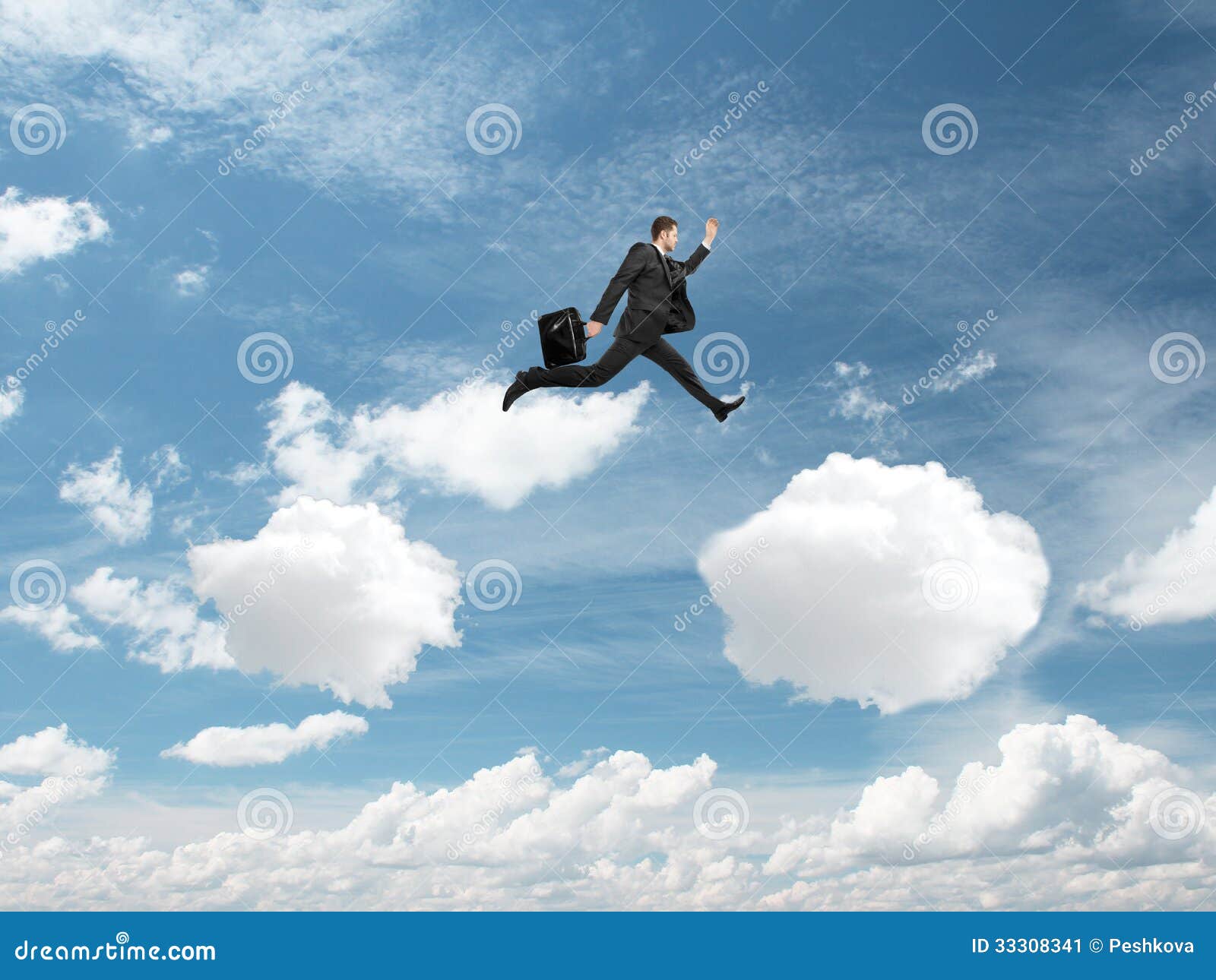 Man jumping from cloud stock image. Image of career, abyss - 33308341