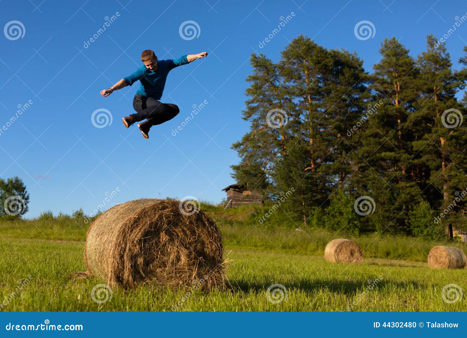 Man jumping in a field stock photo. Image of vacation - 44302480