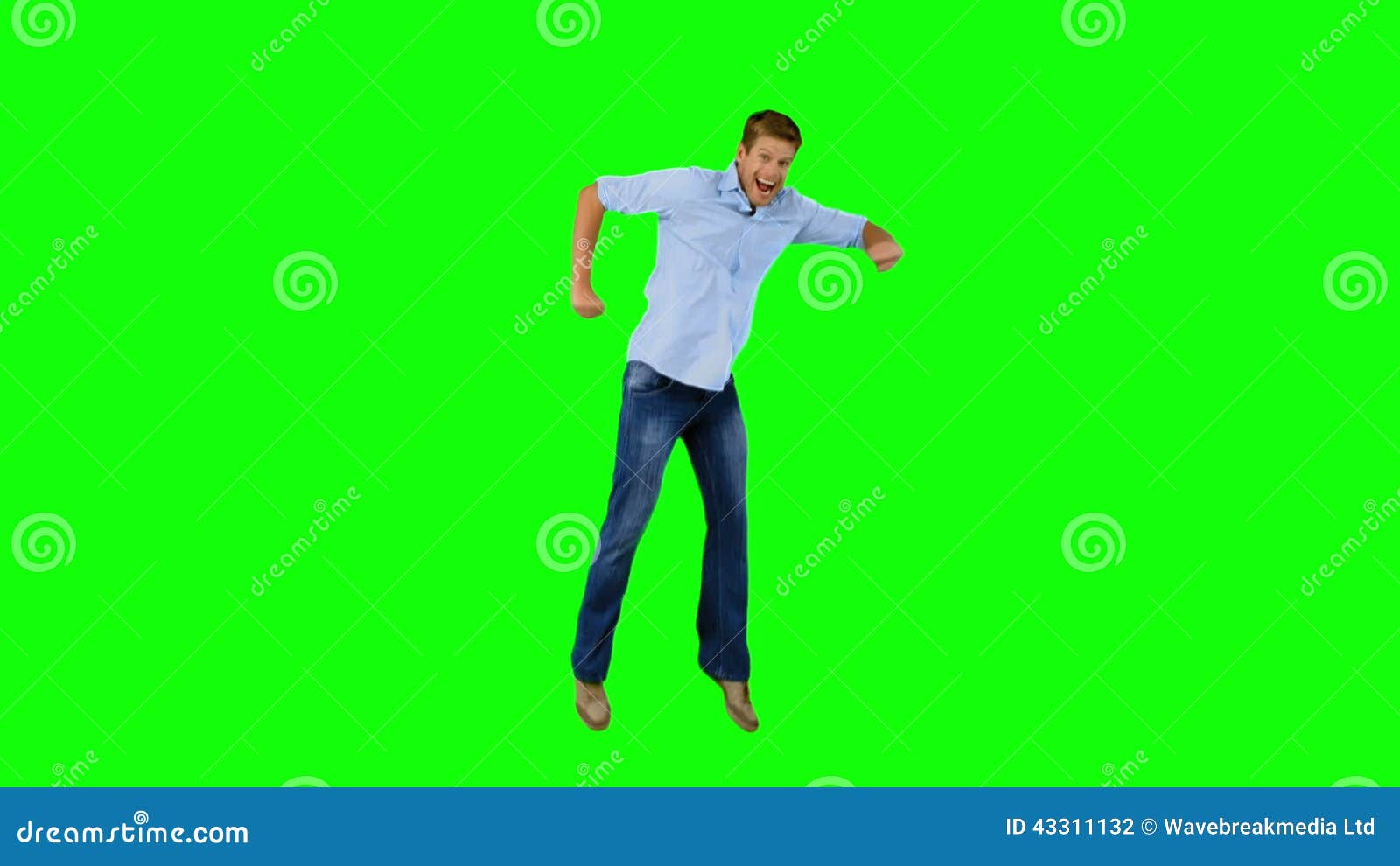 Man Jumping and Gesturing on Green Screen Stock Footage - Video of ...