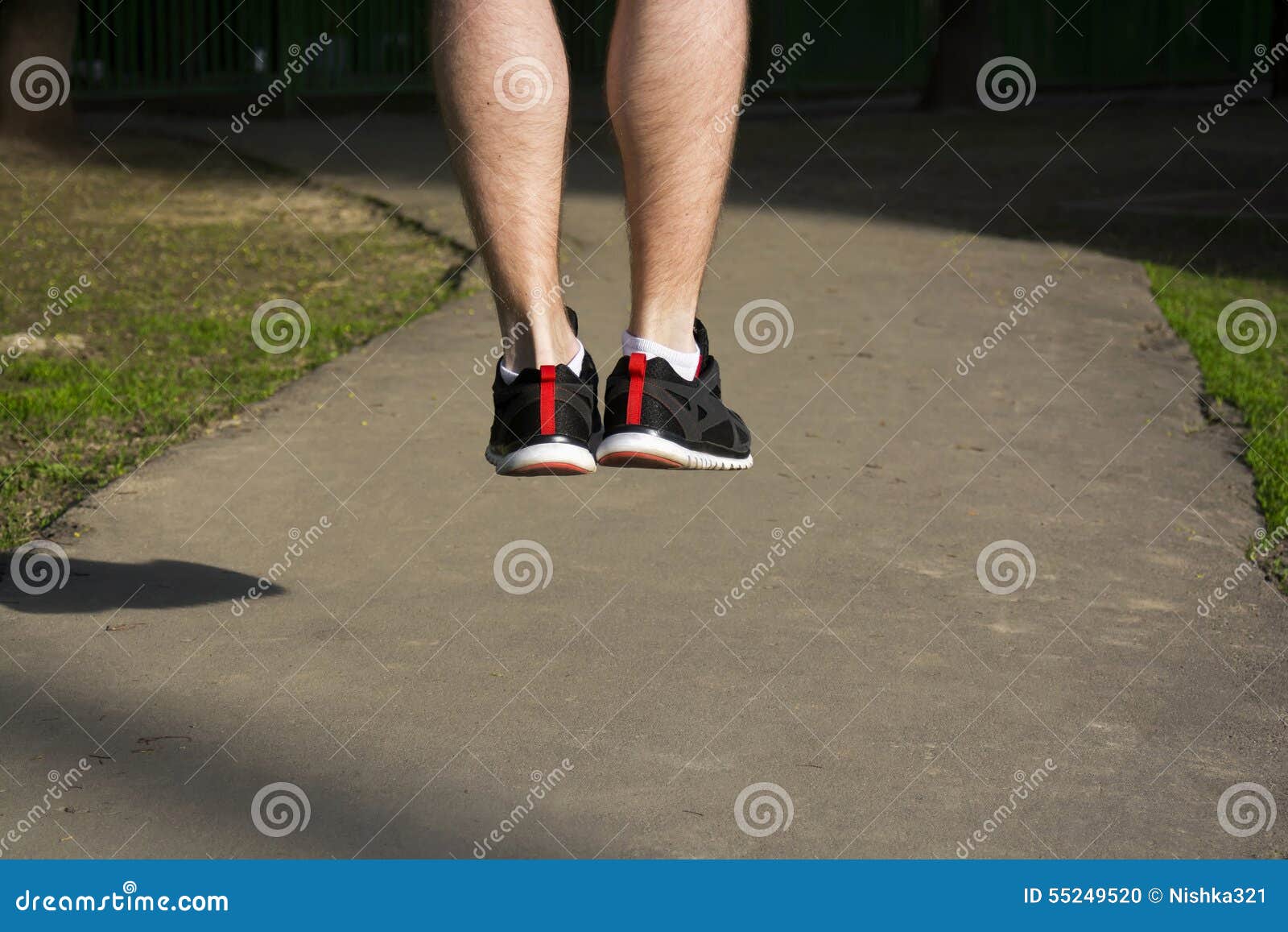 Man is jumping legs stock photo. Image of male, healthy - 55249520