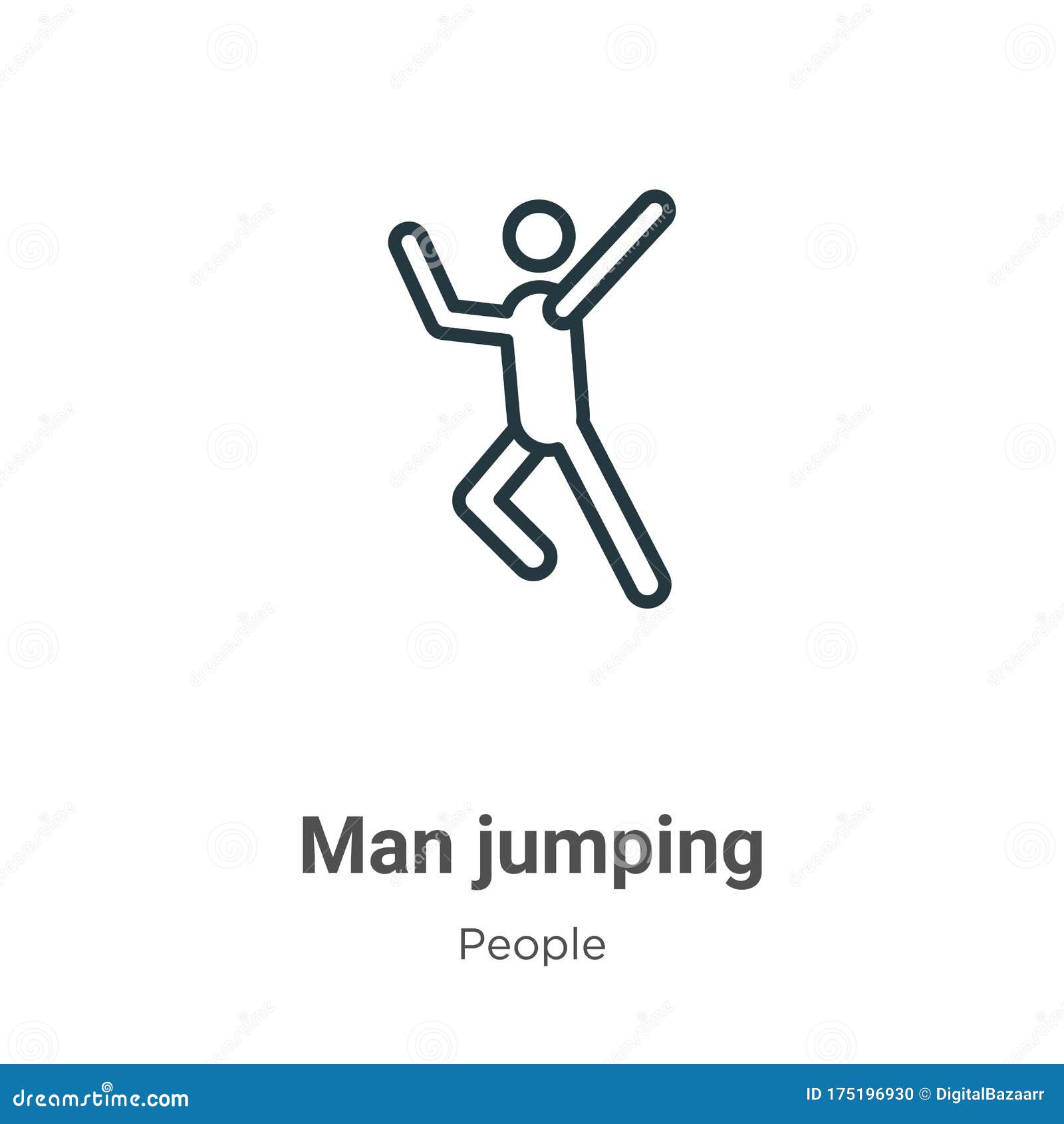 Man Jumping Outline Vector Icon. Thin Line Black Man Jumping Icon, Flat ...