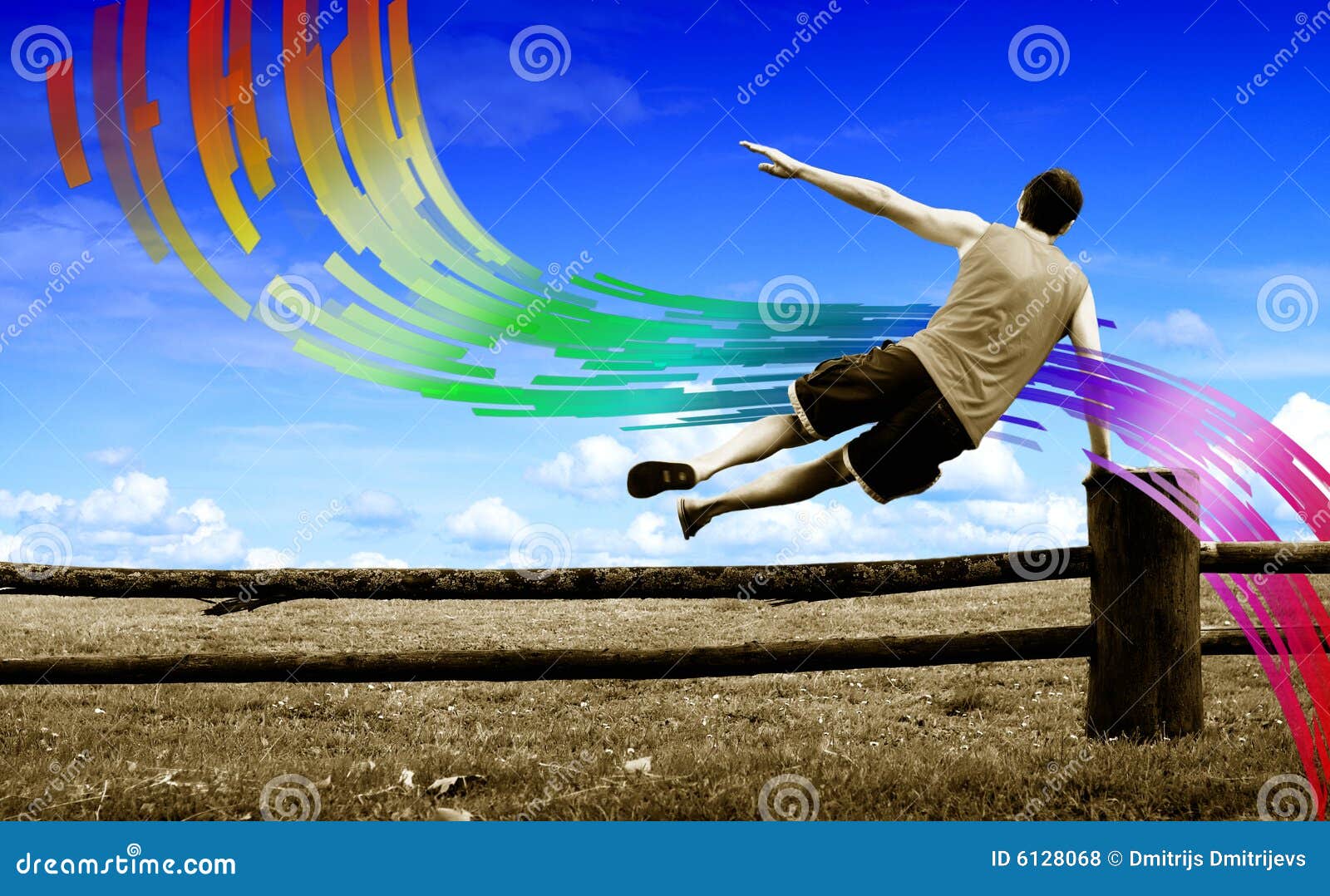 Man jumping over the fence stock photo. Image of energy - 6128068