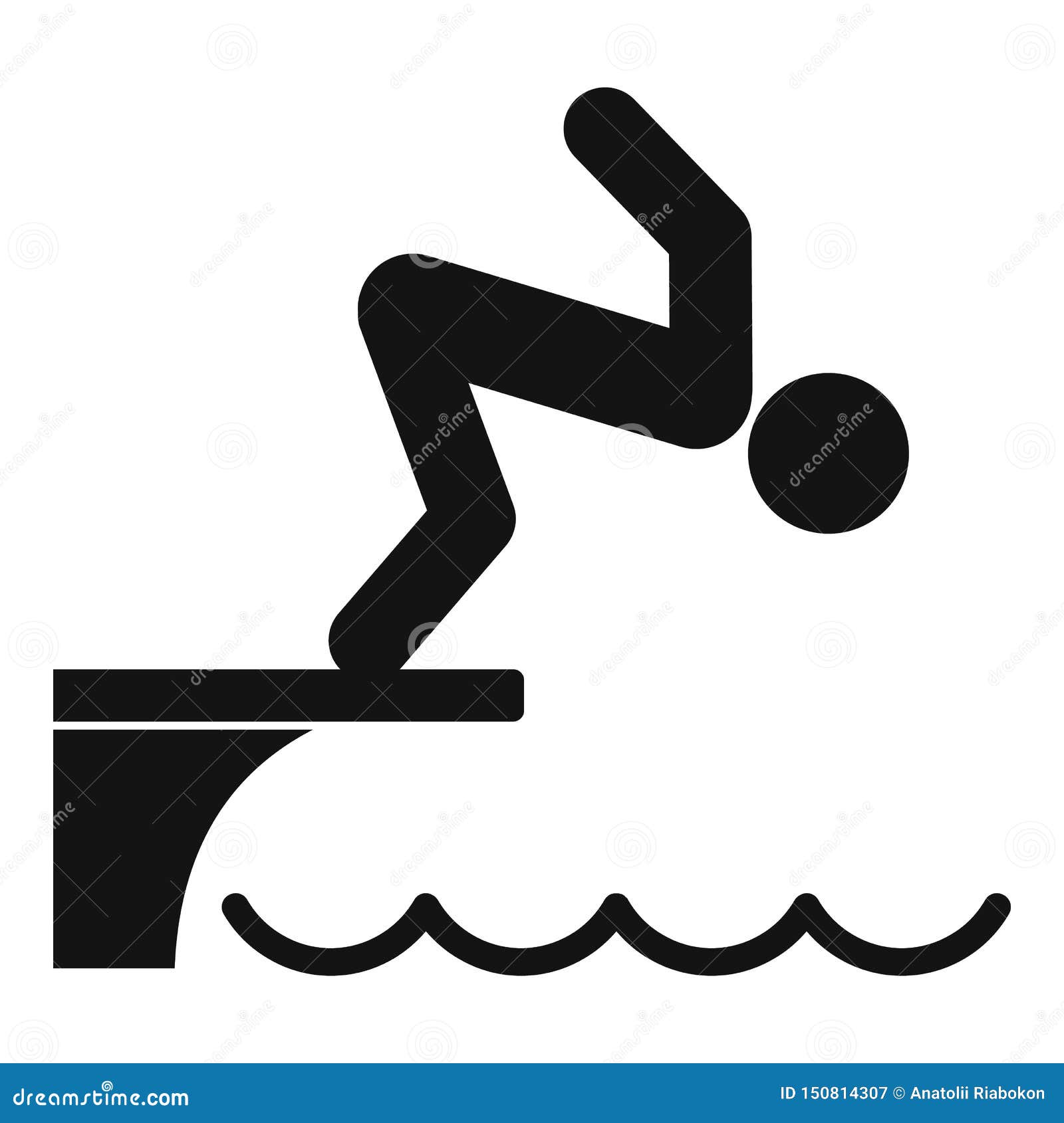 Man Jumping in Pool Icon, Simple Style Stock Vector - Illustration of ...