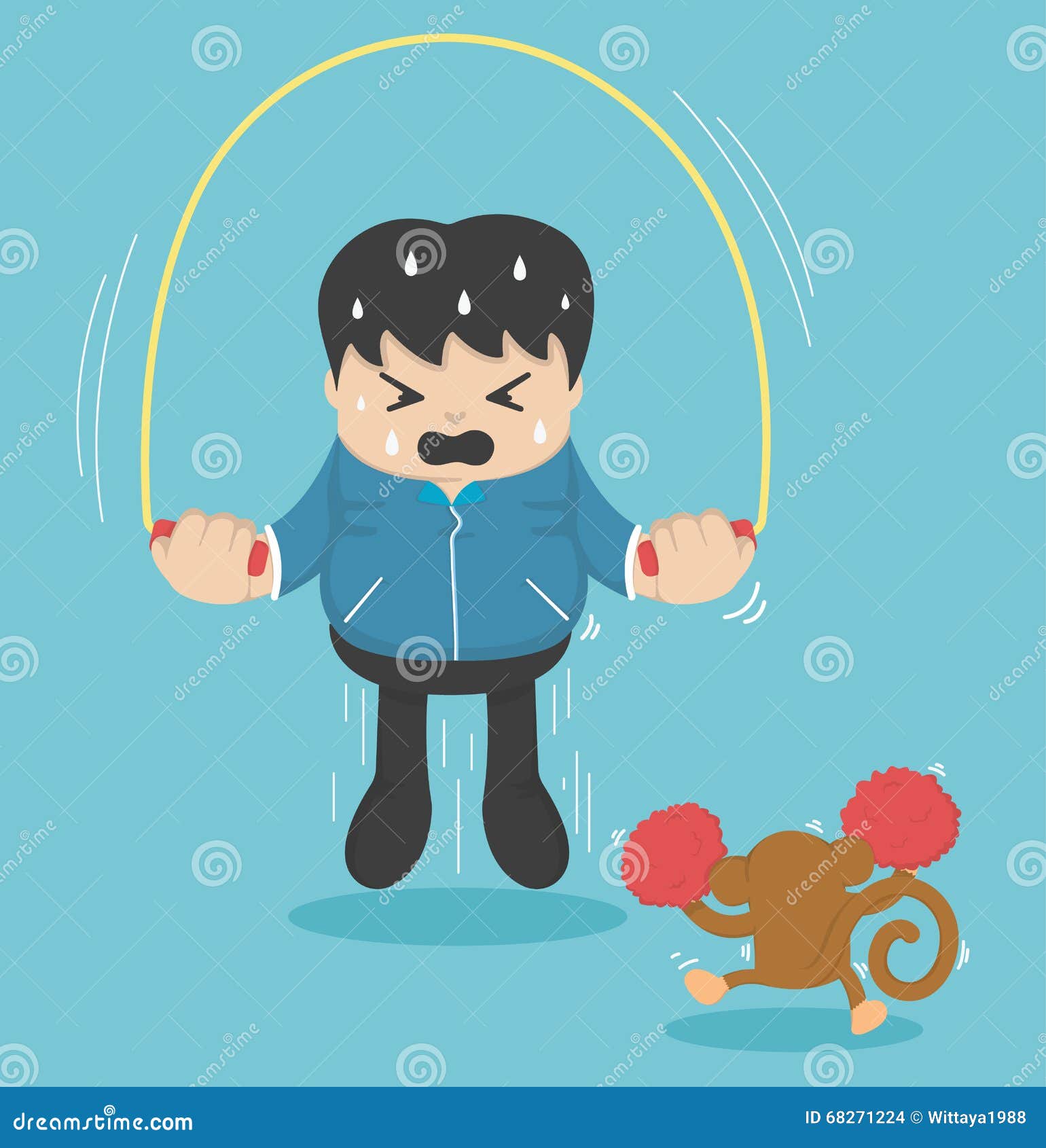 Man jumping on ropes stock vector. Illustration of vector - 68271224