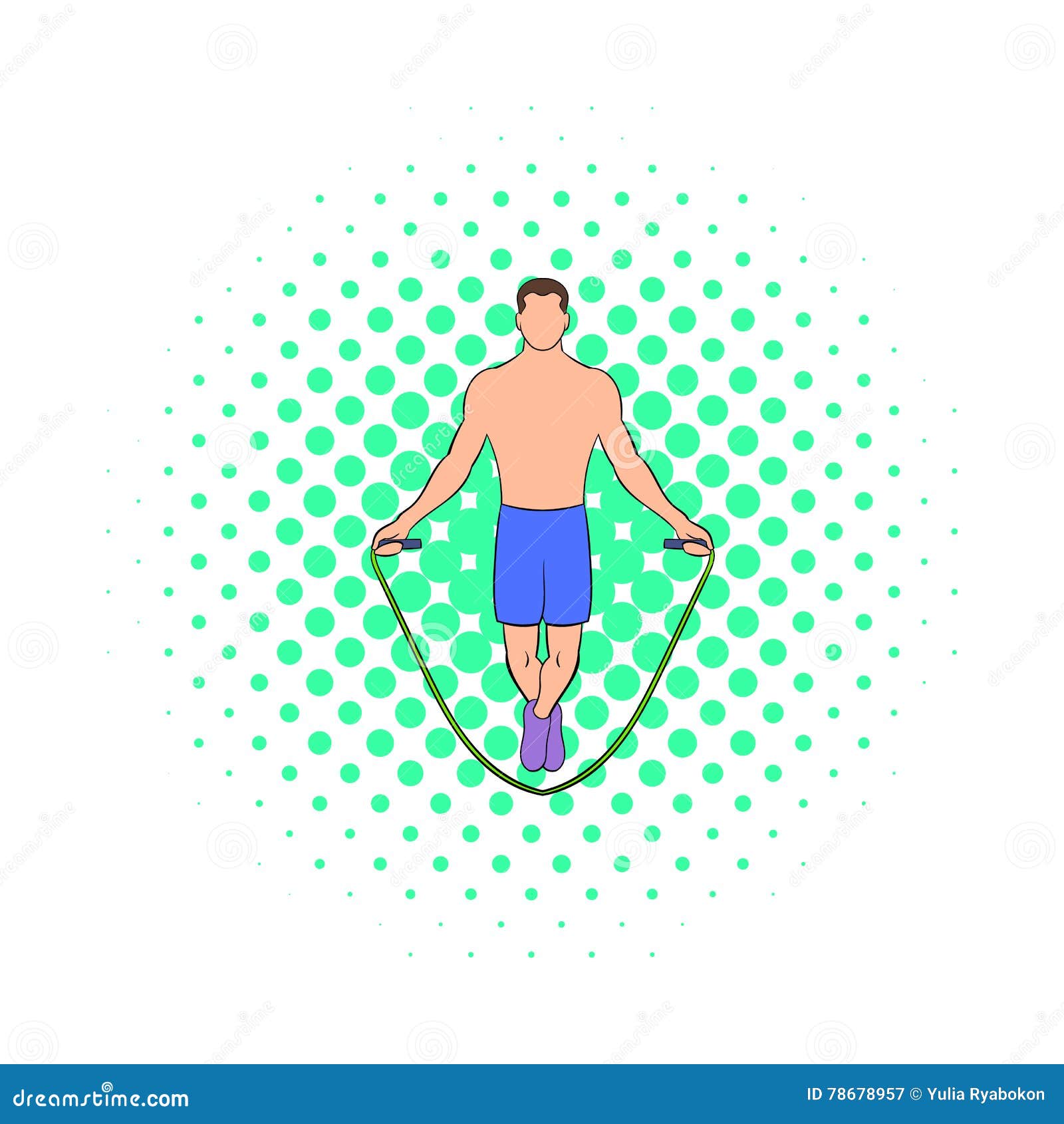 Man Jumping with Skipping Rope Icon, Comics Style Stock Vector ...