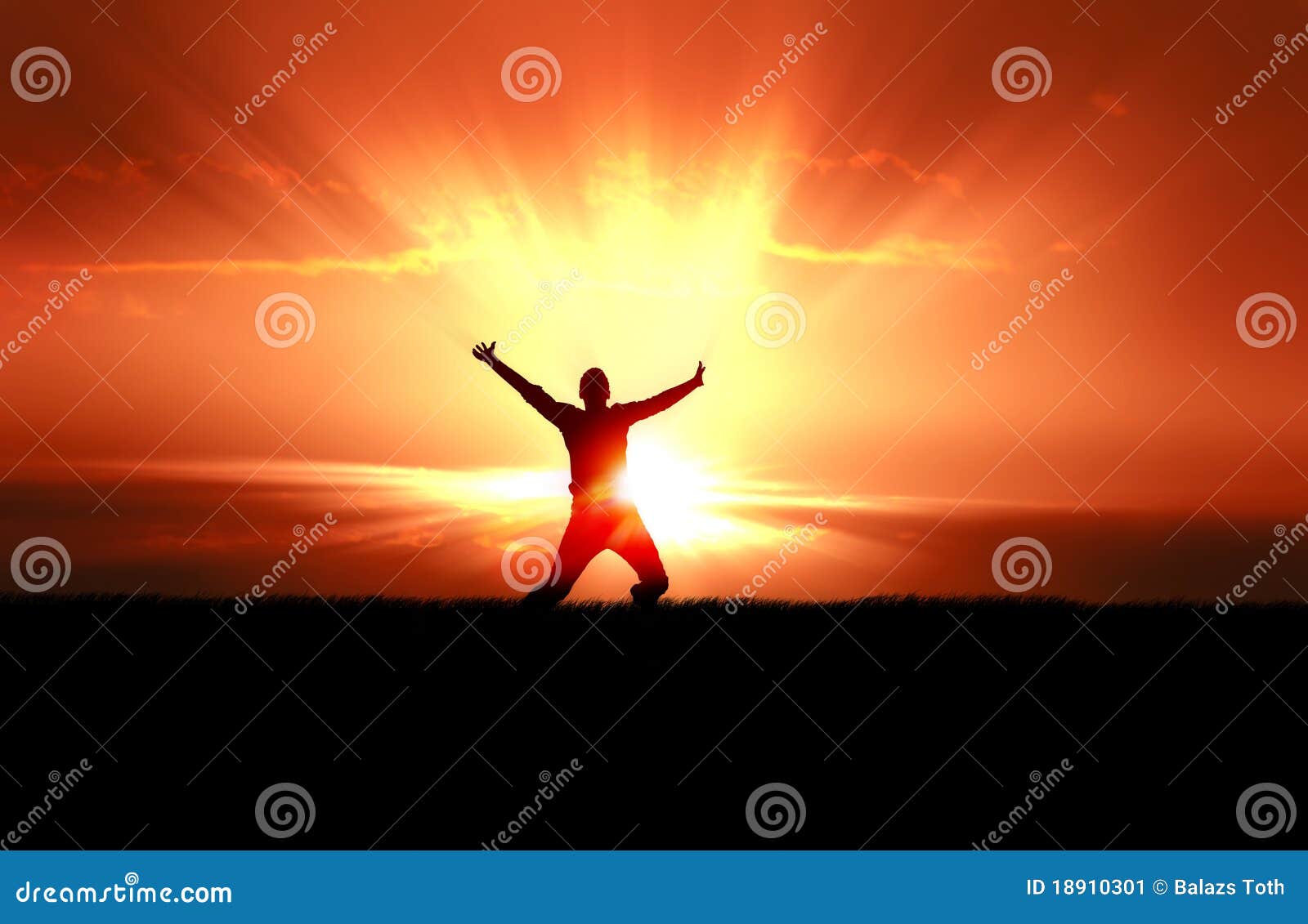 Man Jumping In Sun Rays Royalty-Free Stock Photography | CartoonDealer ...