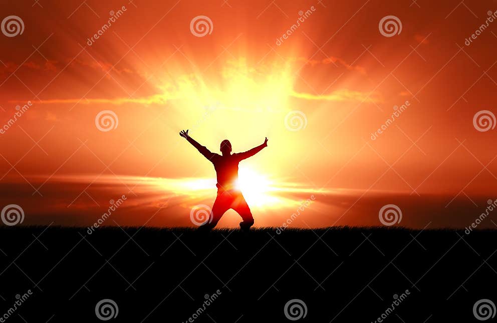 Man Jumping in Sun Rays stock image. Image of emotion - 18910301
