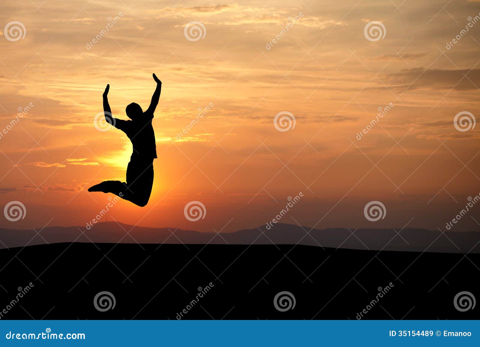 Man jumping in sunset stock image. Image of successful - 35154489