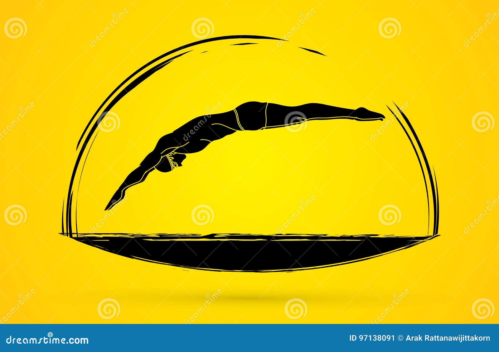 Man Jumping into Swimming Pool Stock Vector - Illustration of dive ...