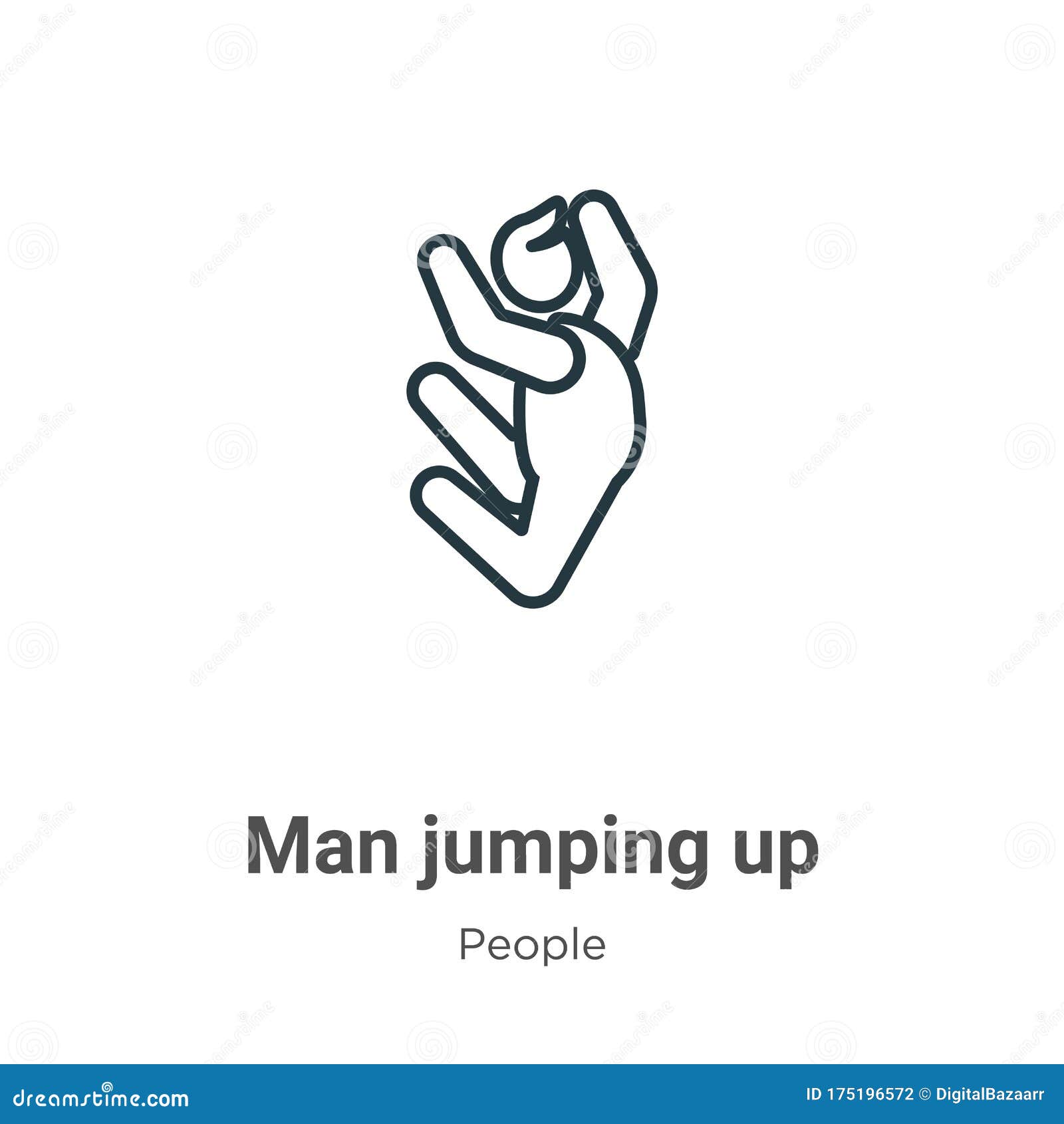 Man Jumping Up Outline Vector Icon. Thin Line Black Man Jumping Up Icon ...
