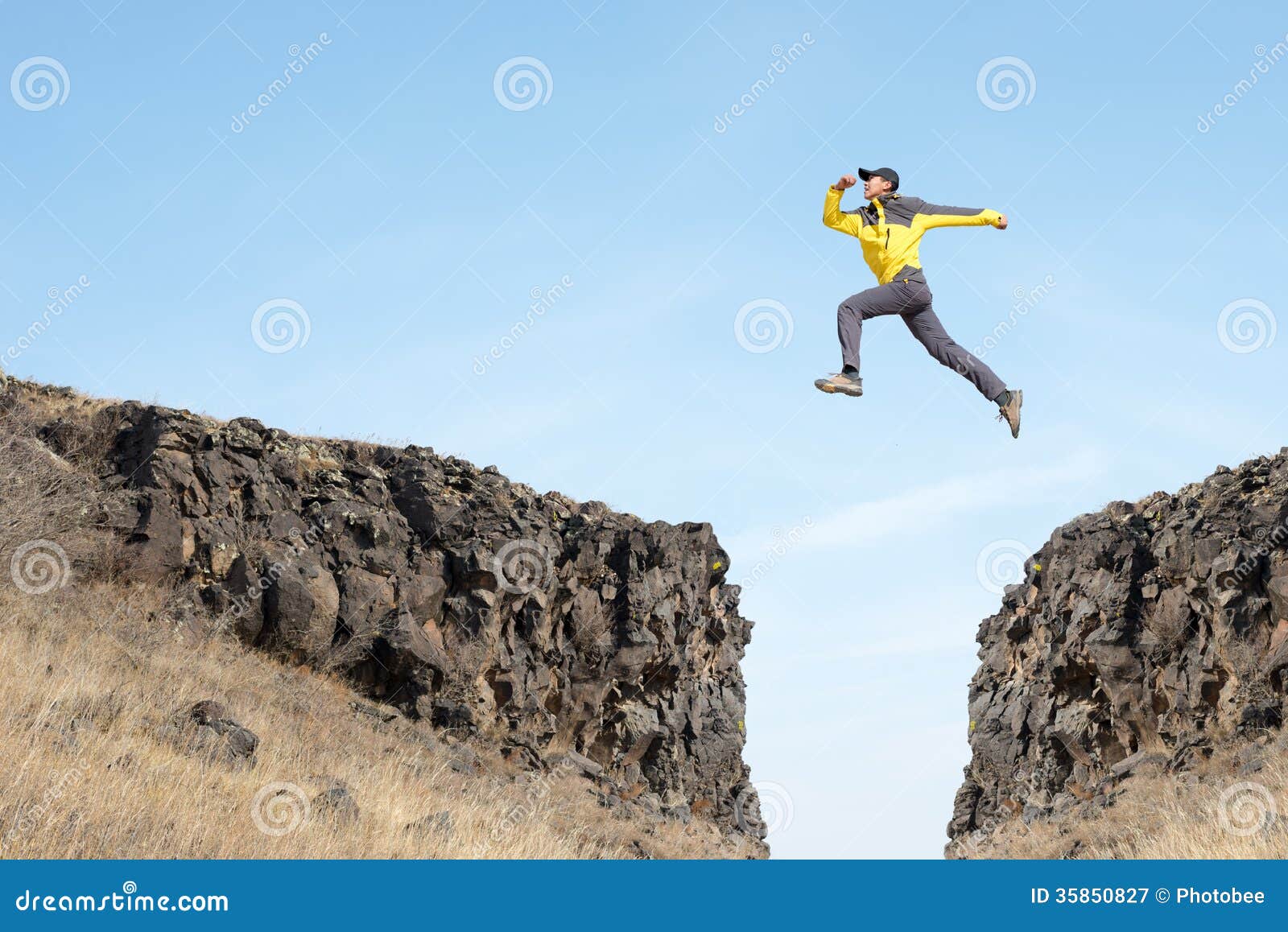 Man jumps stock image. Image of outdoor, leisure, hiker - 35850827