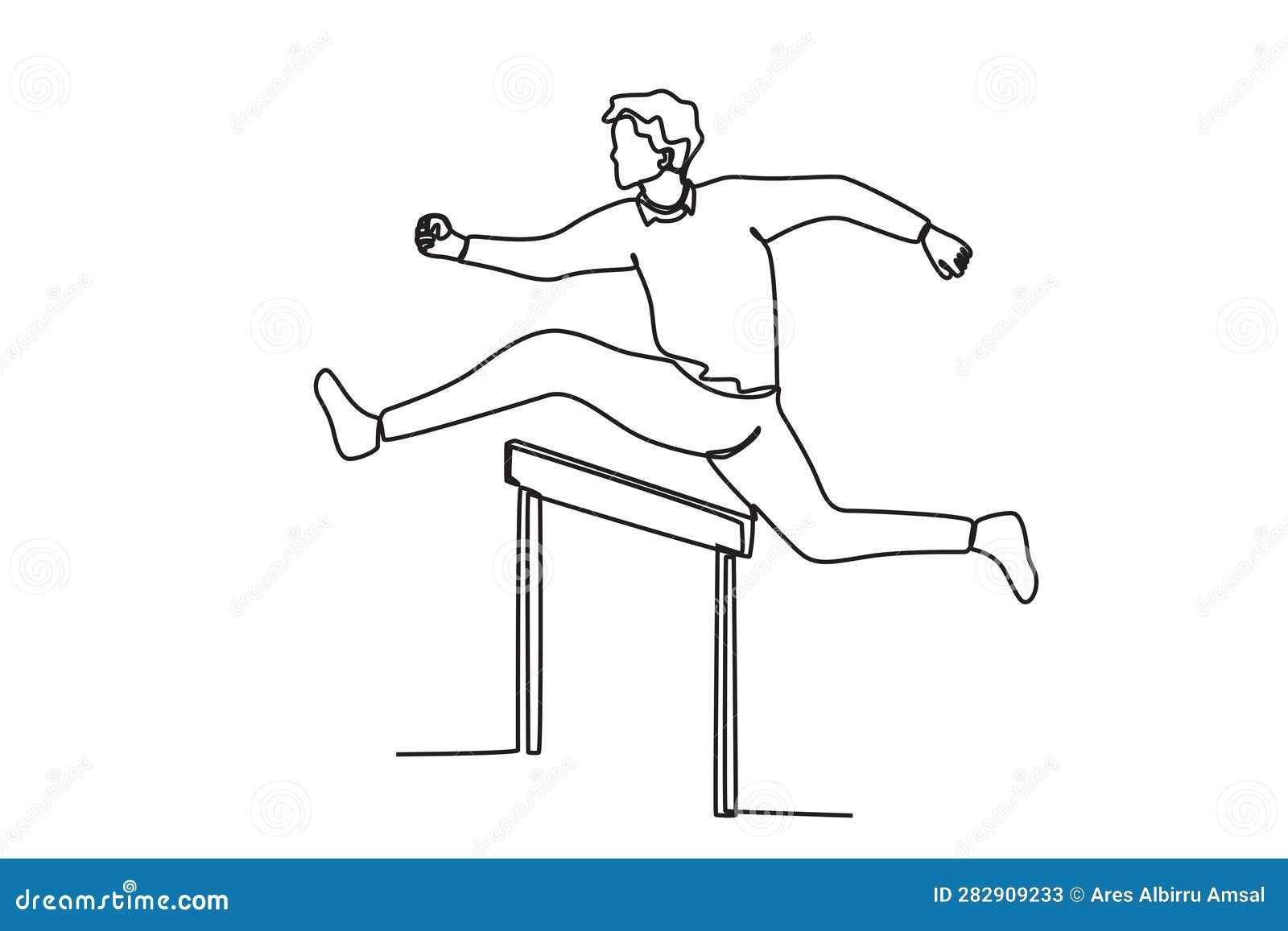 A man jumps over a barrier stock vector. Illustration of overcome ...