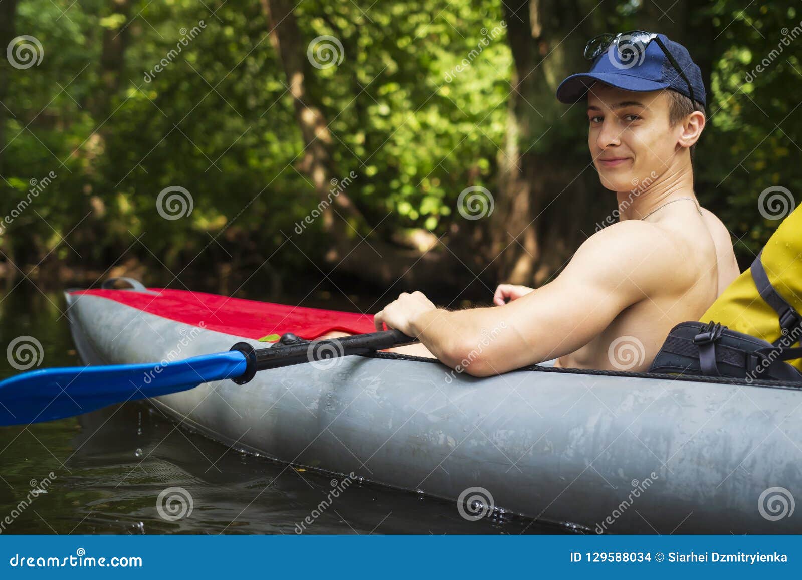 Man in Kayak with Oar. Kayaking Stock Photo - Image of recreation ...