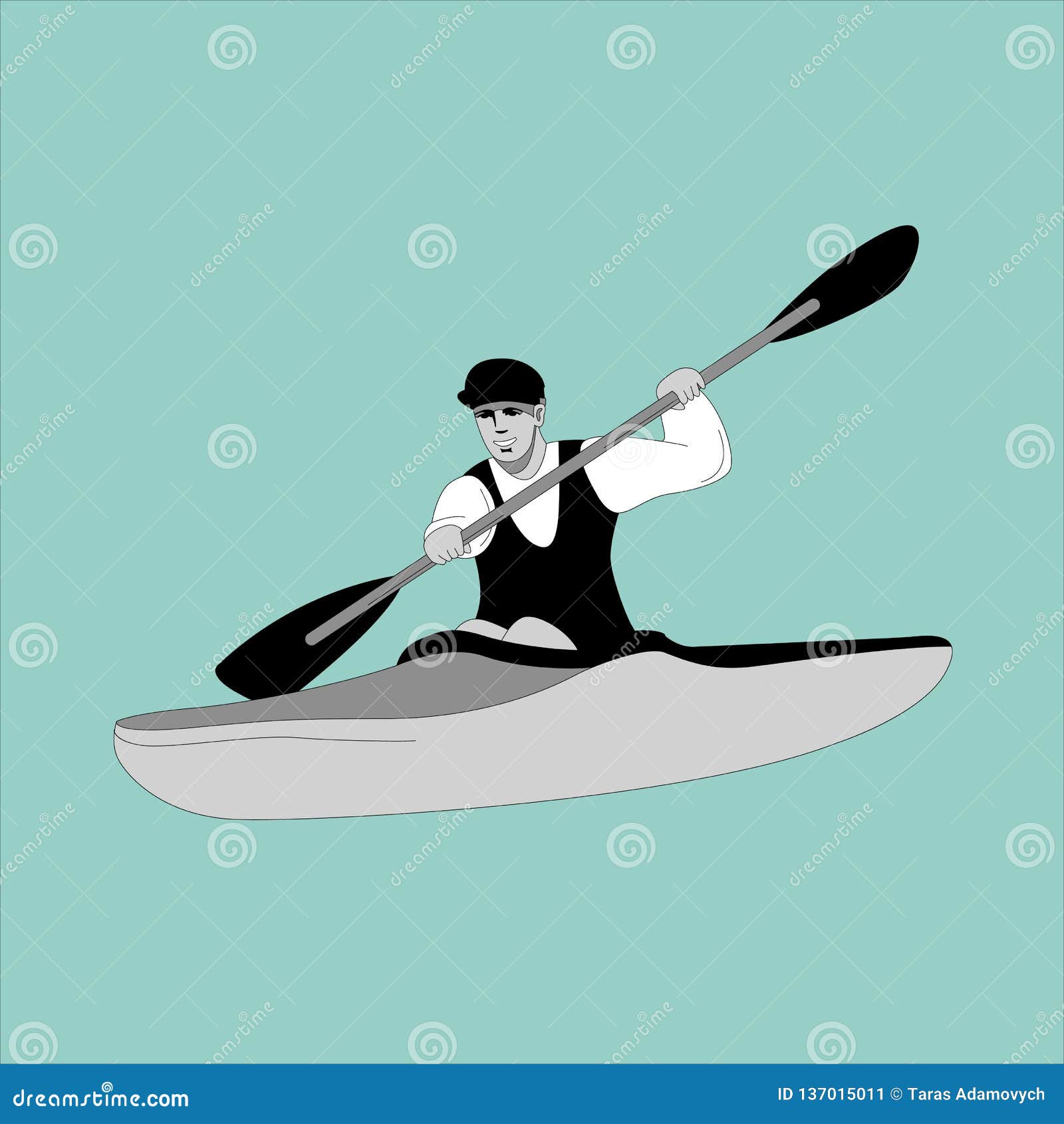 Man in Kayak, Vector Illustration ,flat Style,profile Stock Vector ...