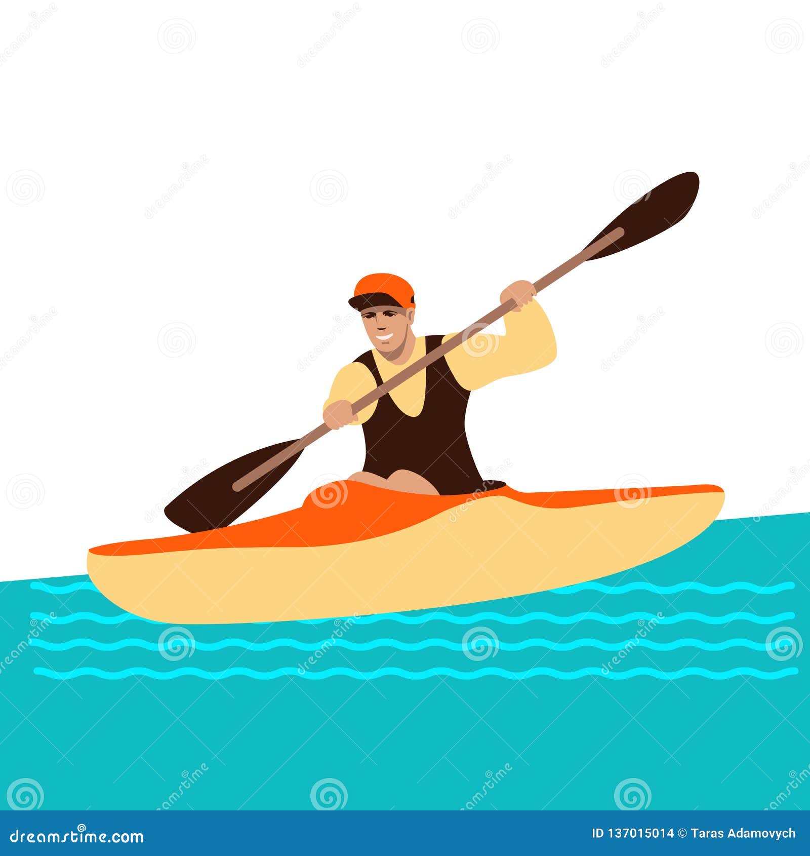 Man in Kayak, Vector Illustration ,flat Style,profile Stock Vector ...