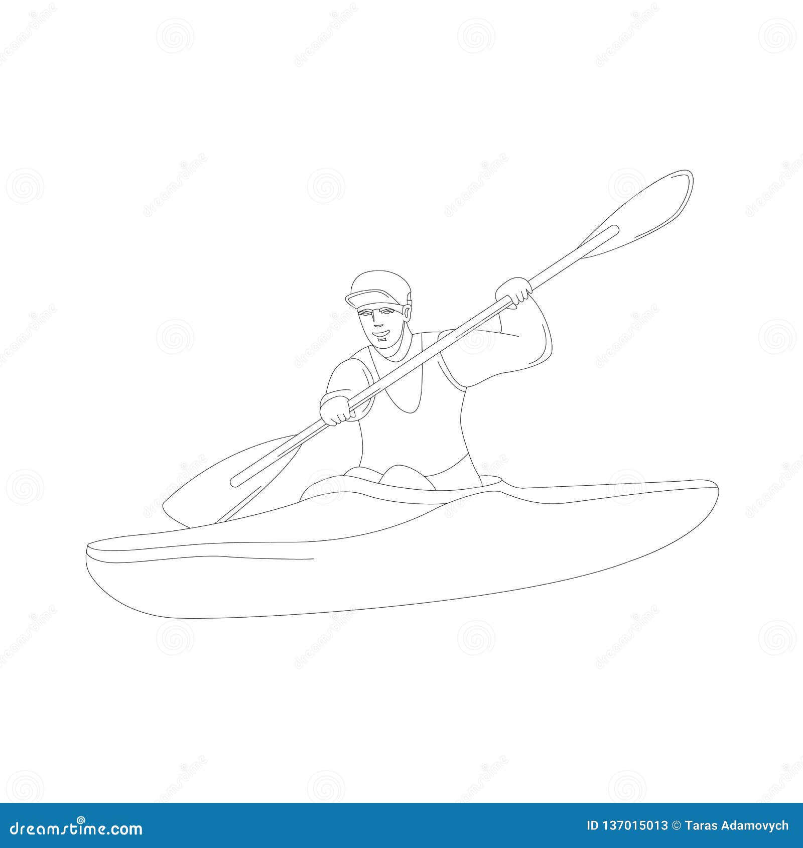 Man in Kayak, Vector Illustration , Lining Draw,profile Stock Vector ...