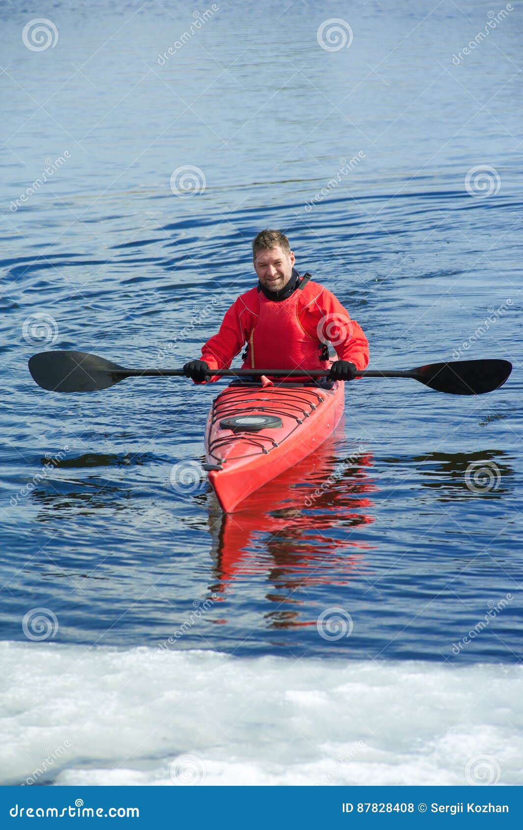 Man Kayaking on a Red Kayak on Excursions in Nature 04 Stock Photo ...