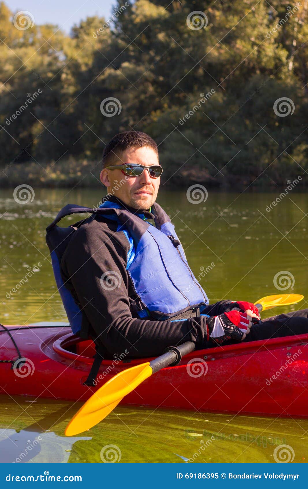 The man is kayaking stock image. Image of river, canoe - 69186395