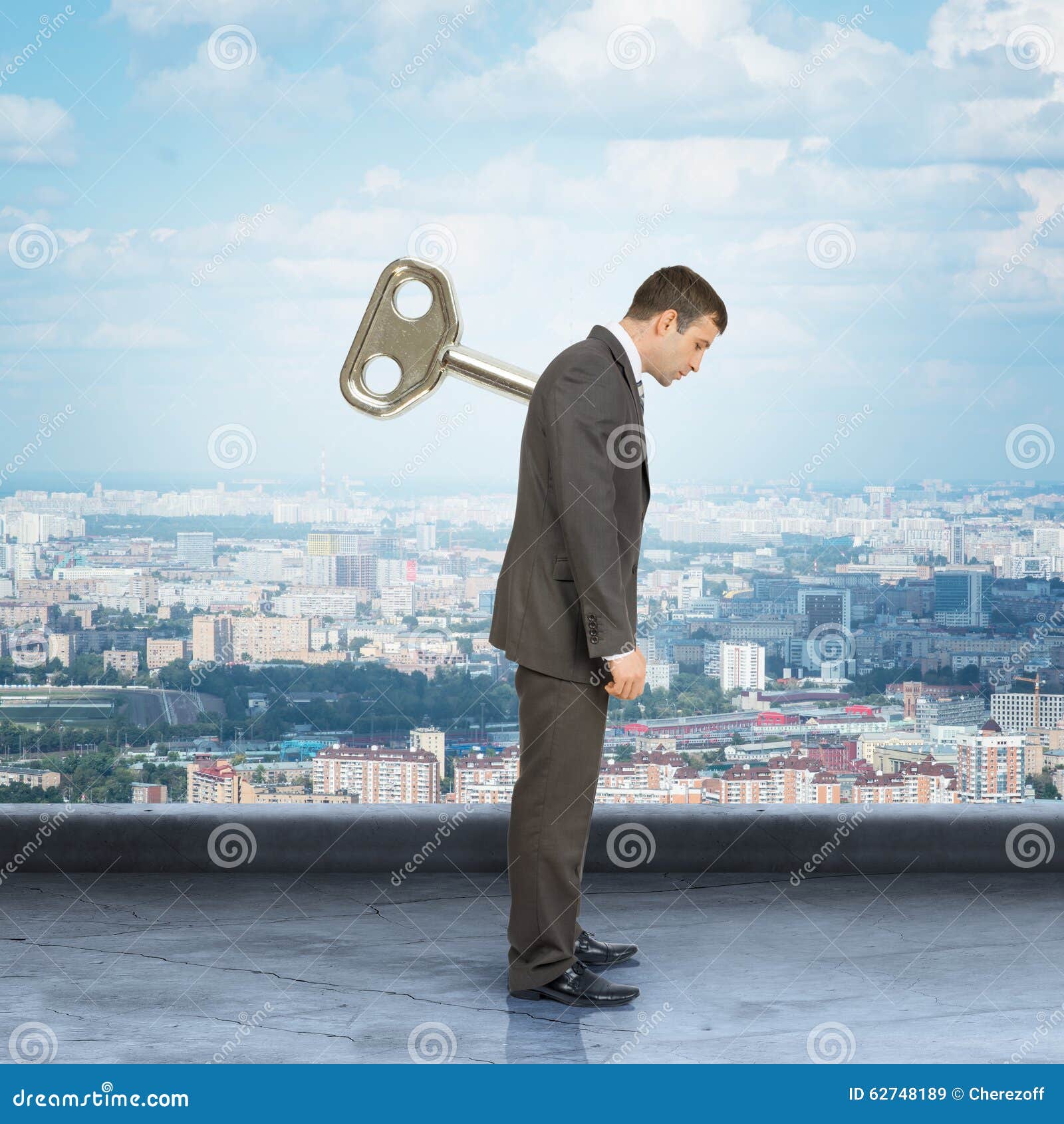 Man with Key in Back and City Stock Image - Image of handsome, public ...