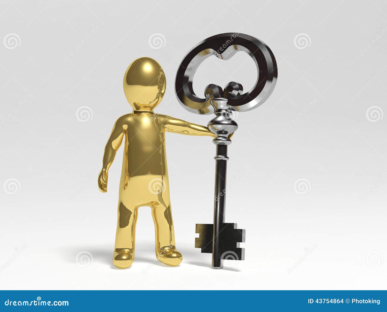 Man with a key stock illustration. Illustration of render - 43754864