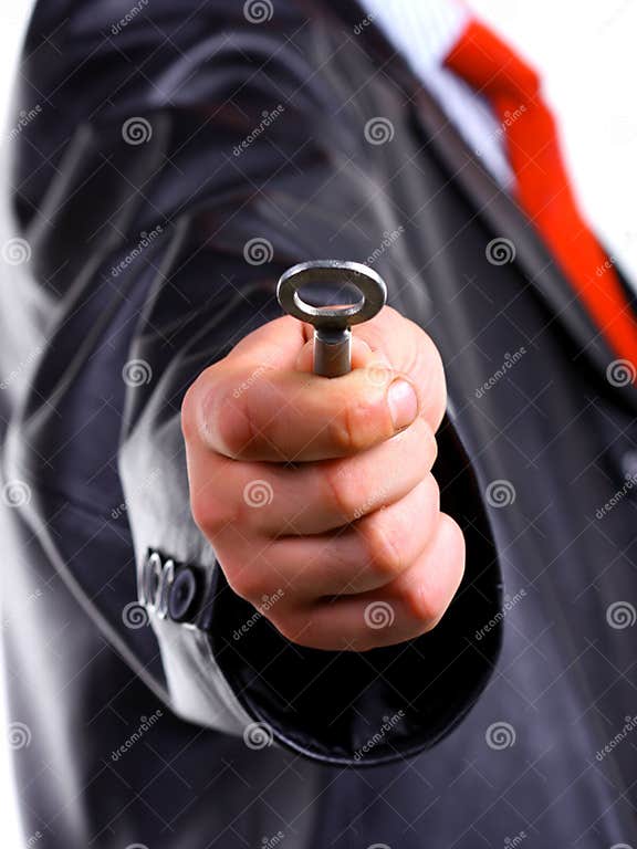 Man with key on hand stock image. Image of opportunity - 5721303