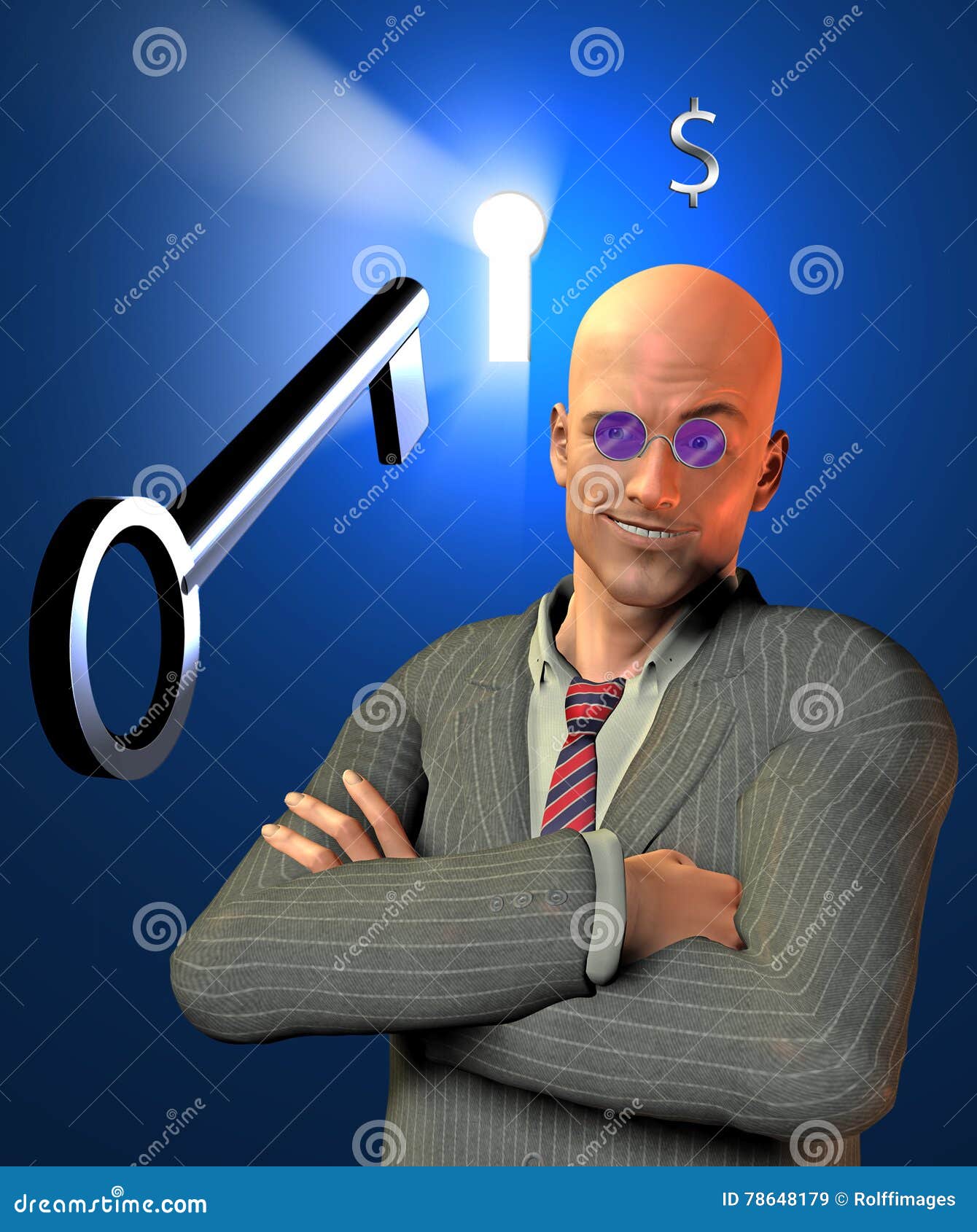 Man with Key stock illustration. Illustration of selling - 78648179