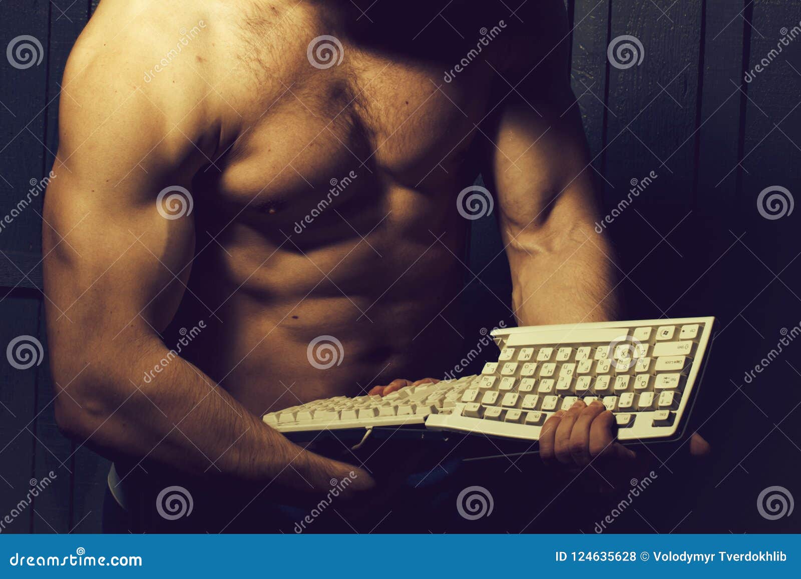 Man with keyboard stock photo. Image of body, handsome - 124635628