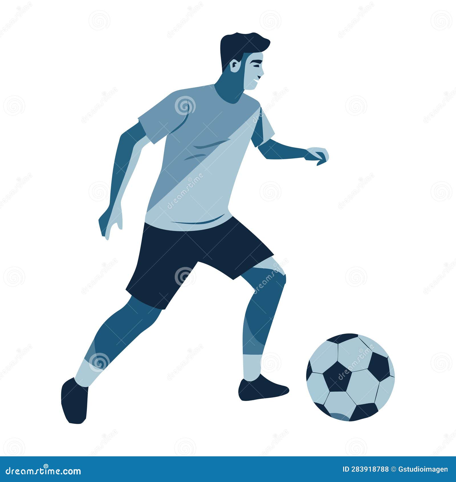 Man kicking soccer ball stock vector. Illustration of speed - 283918788