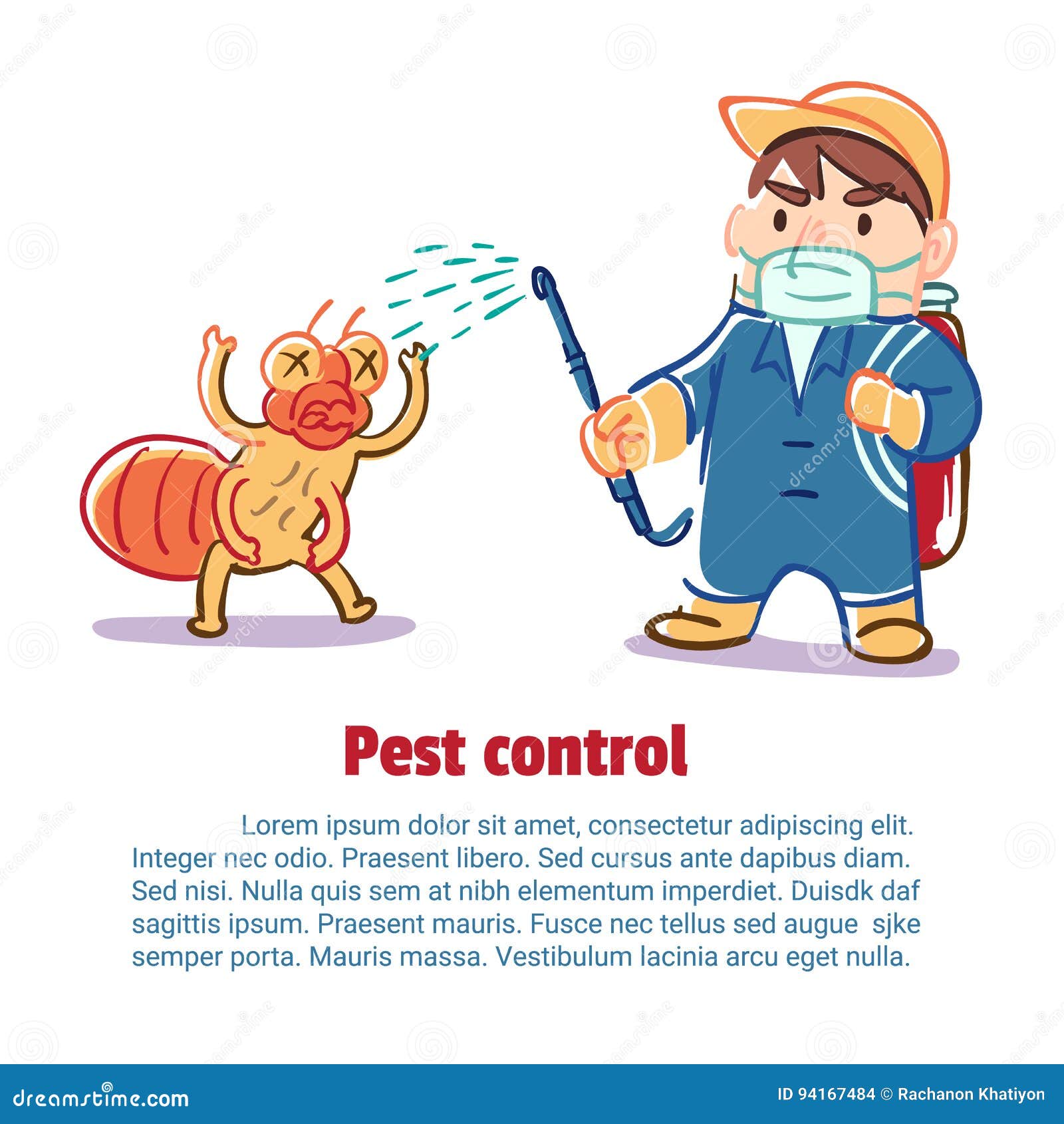 A Man Kill an Insect by Chemical. Stock Vector - Illustration of male ...