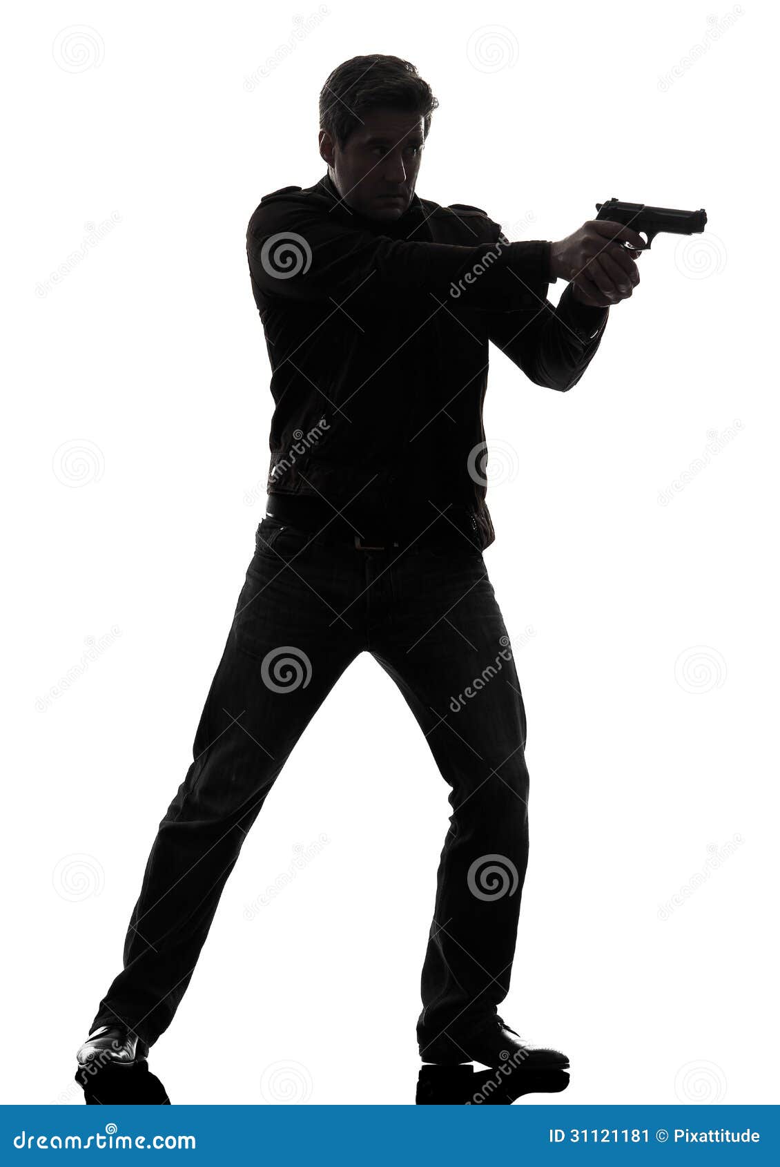 Man Killer Policeman Aiming Gun Standing Silhouette Royalty-Free Stock ...