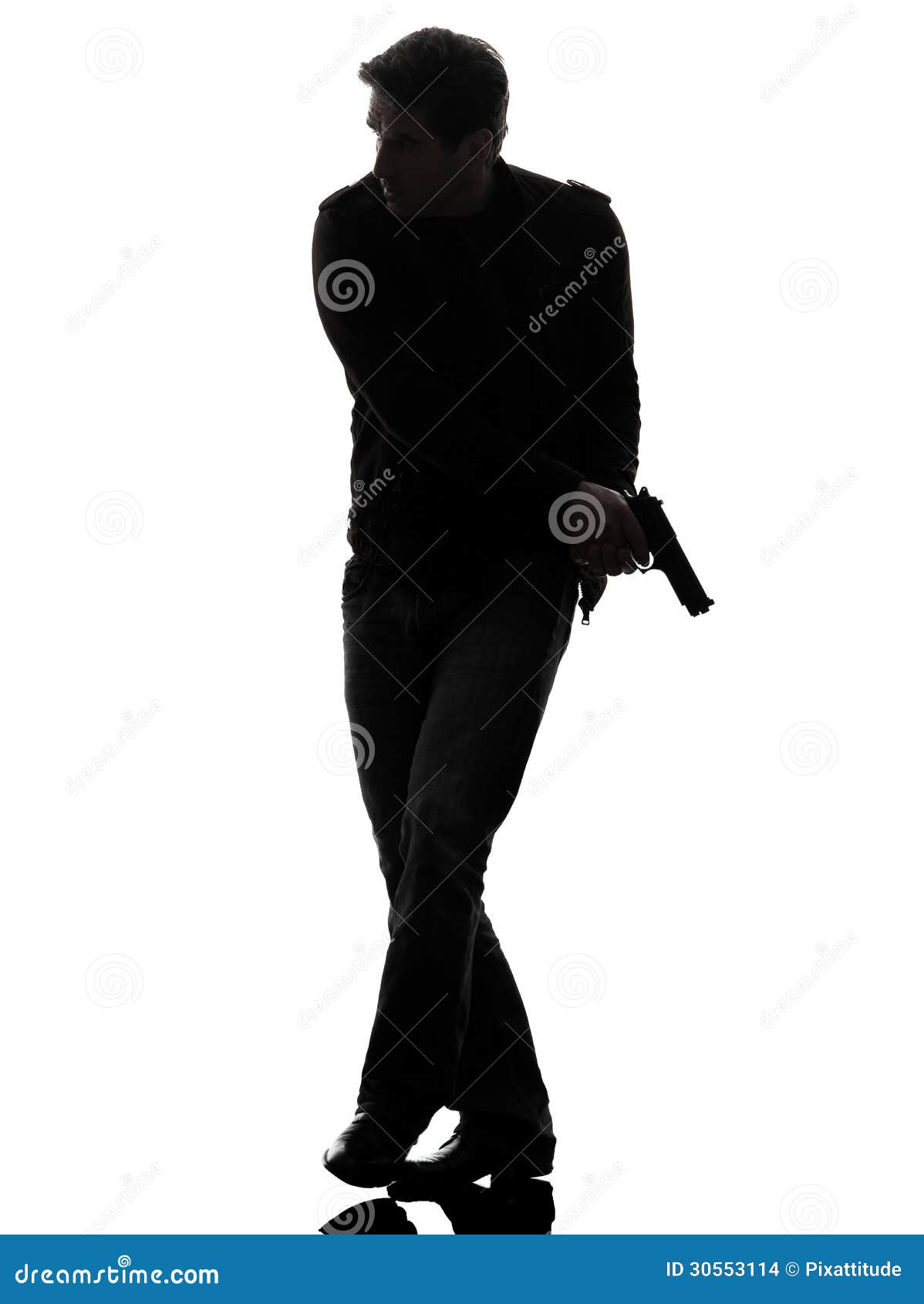 Man Killer Policeman Holding Gun Walking Silhouette Royalty-Free Stock ...
