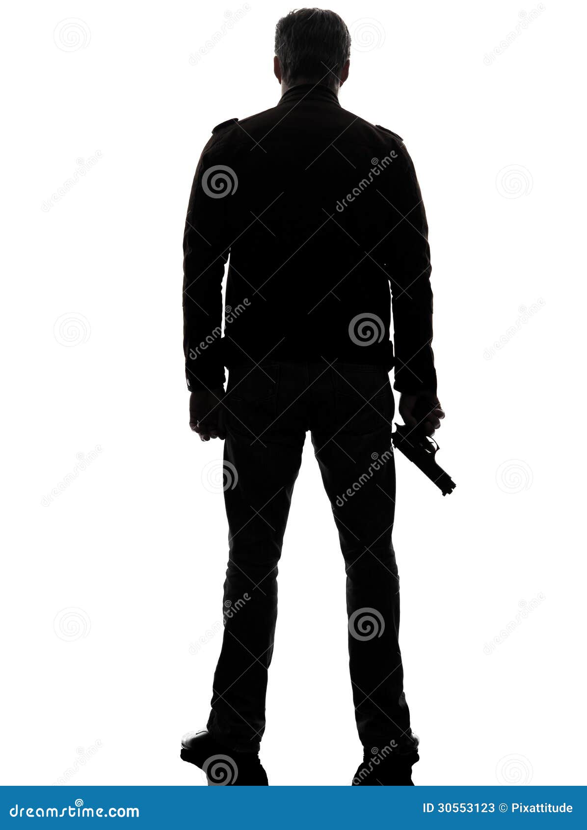 Man Killer Policeman Holding Gun Walking Silhouette Stock Image ...