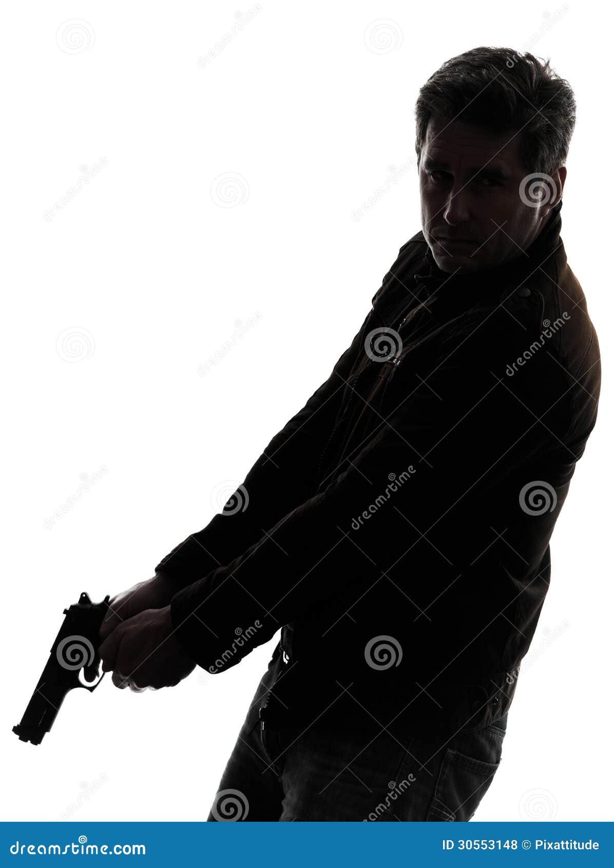 Man Walking With Gun Silhouette