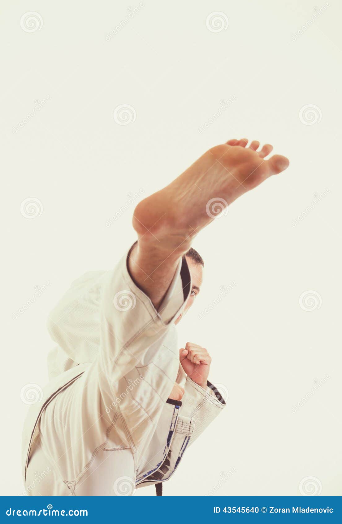 Man in Kimono Beat a High Leg Kick Stock Photo - Image of fighting ...
