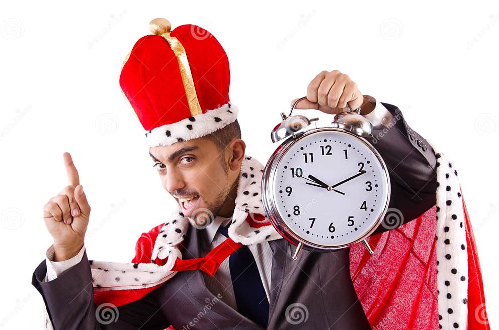 Man King with Clock Isolated Stock Image - Image of business, funny ...