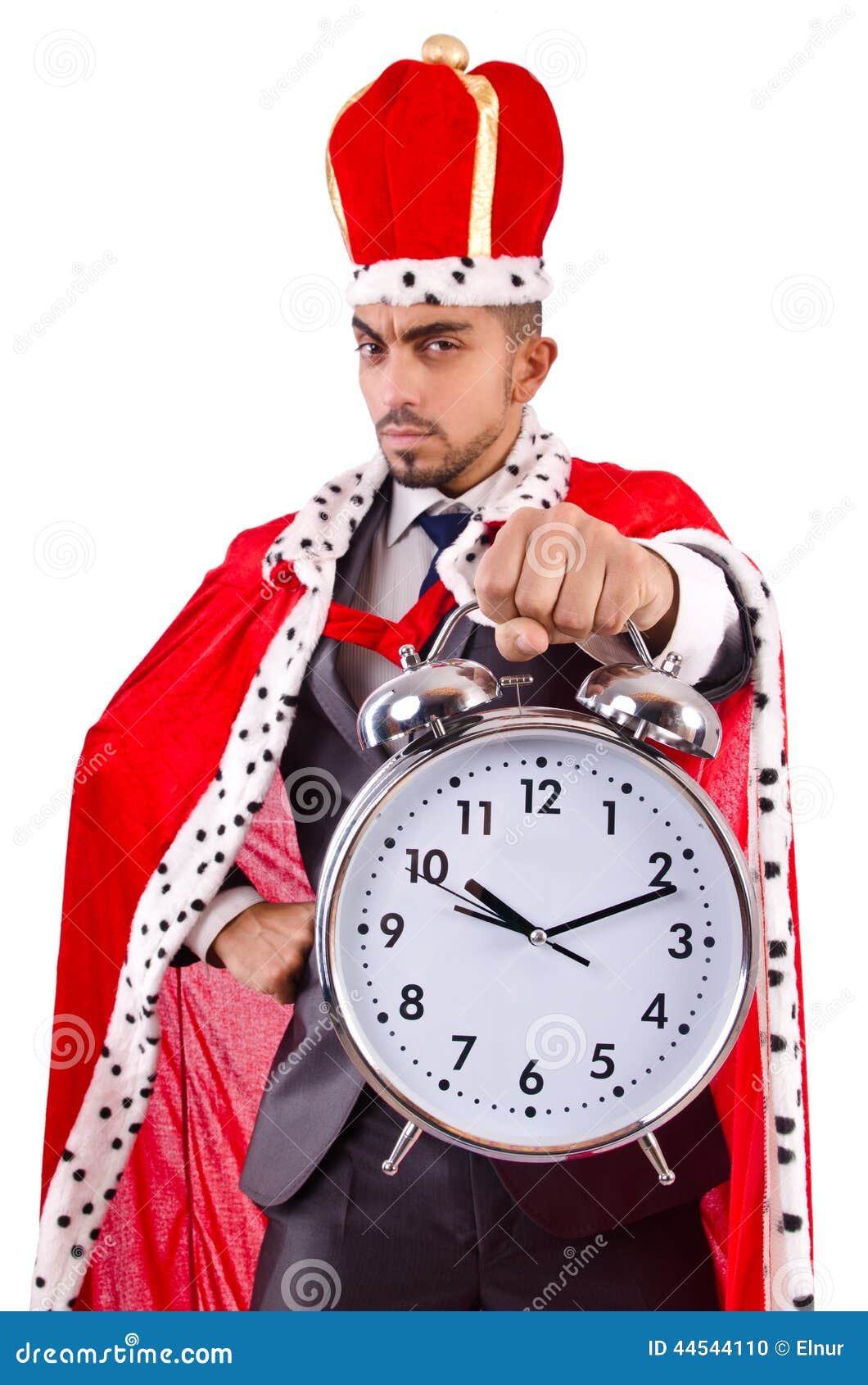Man King with Clock Isolated Stock Photo - Image of hurry, alarm: 44544110