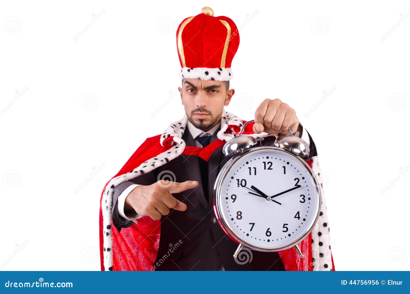 Man King with Clock Isolated Stock Photo - Image of gold, golden: 44756956