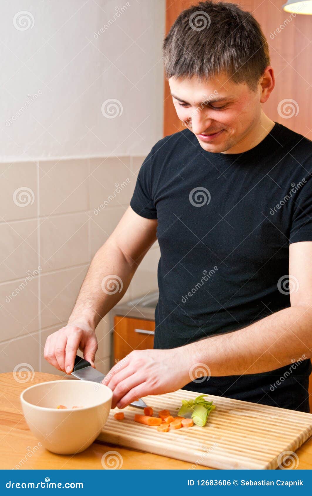 Man in kitchen stock photo. Image of handsome, cooks - 12683606