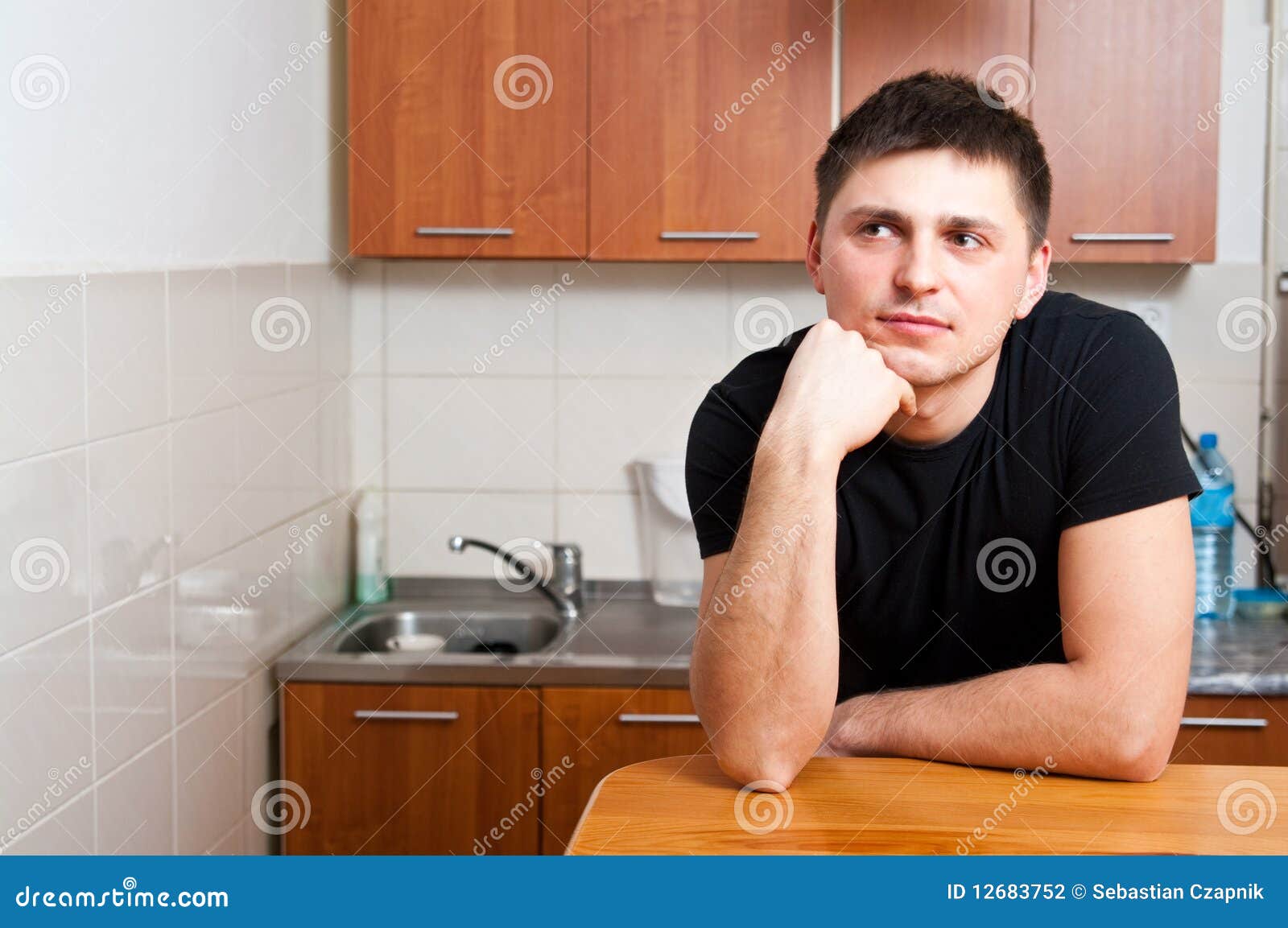Man in kitchen stock photo. Image of adult, alone, cook - 12683752