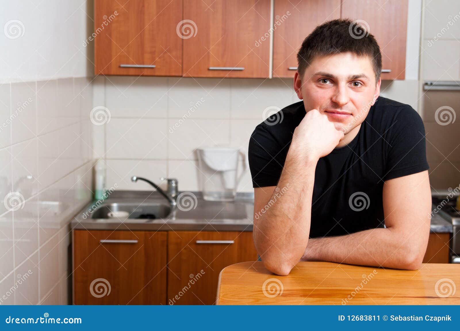 Man in kitchen stock image. Image of cook, wonders, home - 12683811