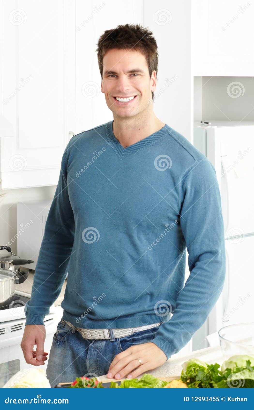 Man at kitchen stock image. Image of cheerful, life, person - 12993455