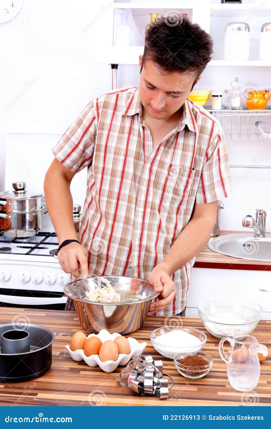 Man in the kitchen stock image. Image of cocoa, cute - 22126913
